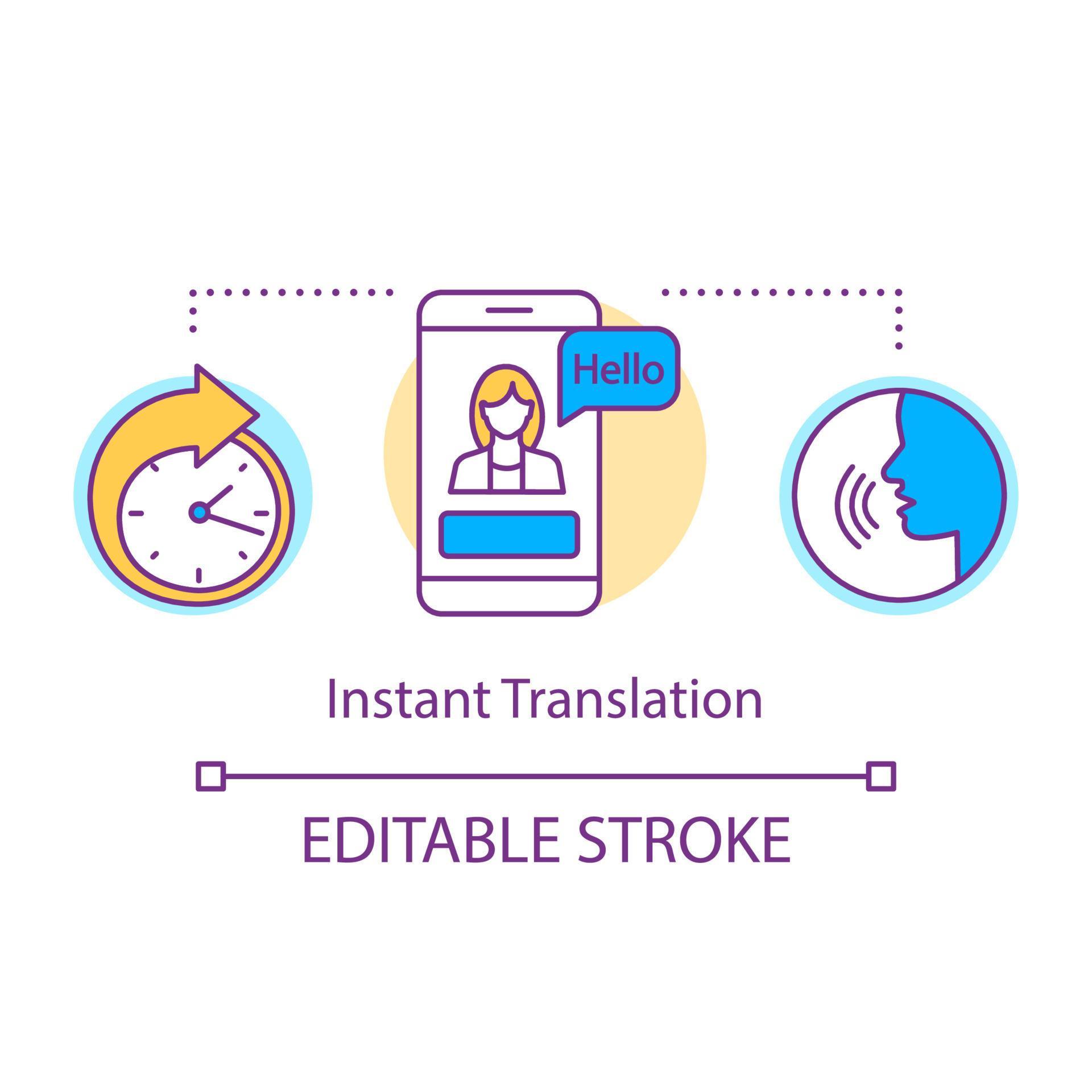 Translation services concept icon. Instant interpretation application ...