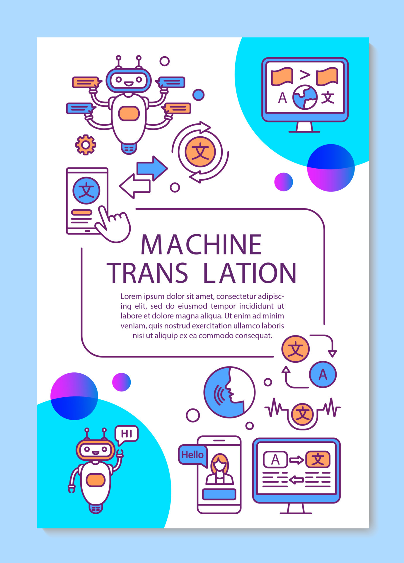 Machine translation brochure template layout. Multilingual automated ... Machine translation brochure template layout. Multilingual automated ...