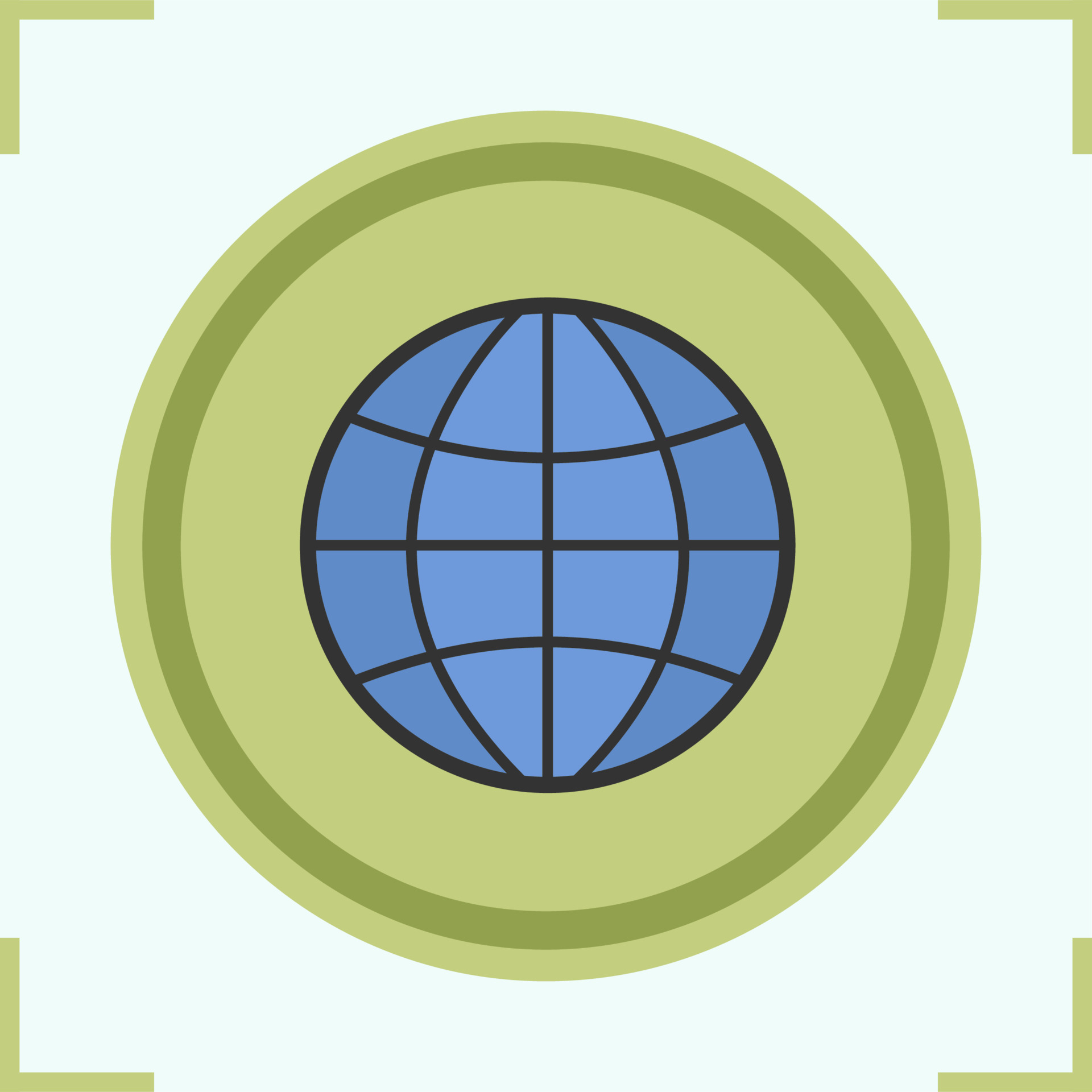 Globe color icon. Earth spherical model. Isolated vector illustration ...