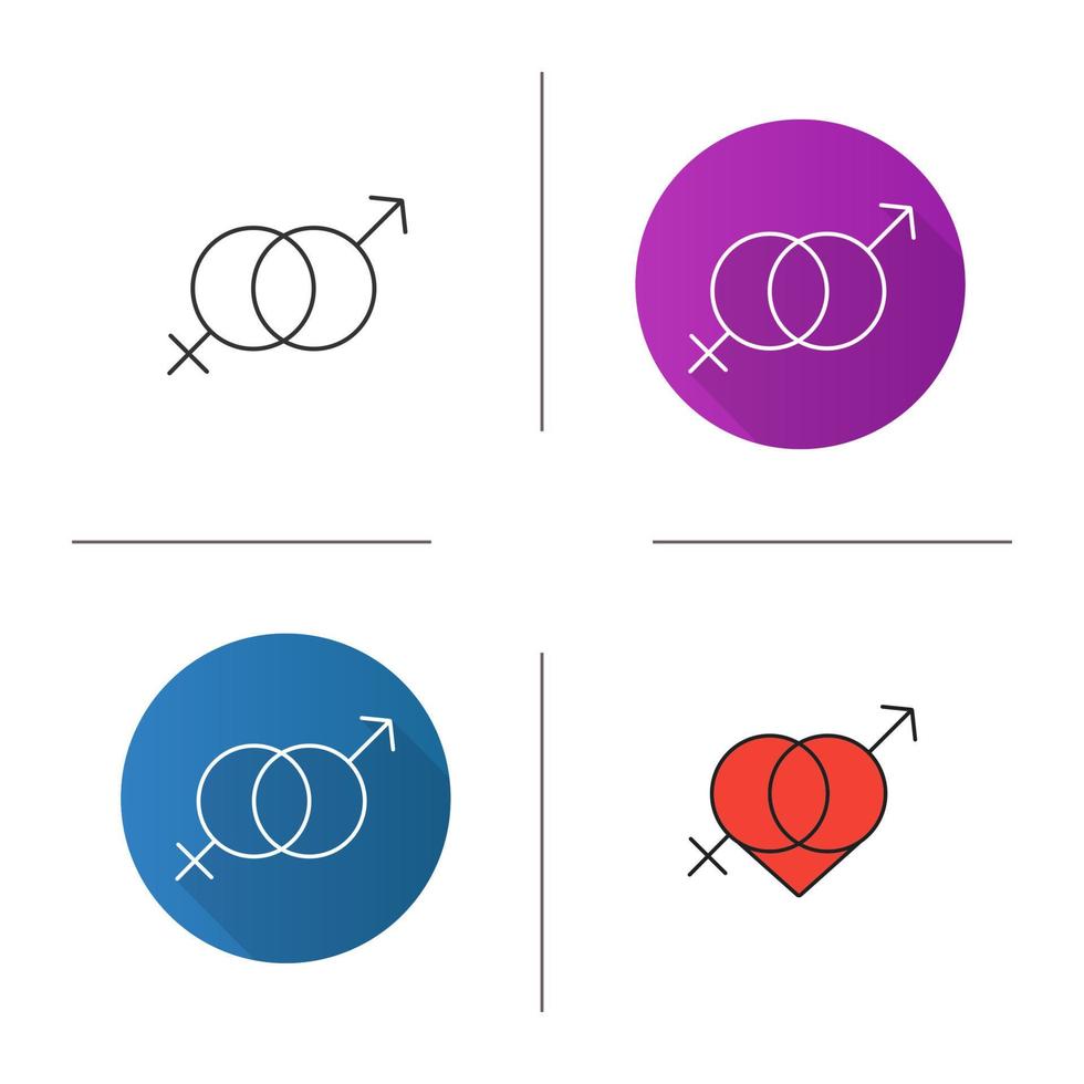 Icono Del Día De San Valentín Diseño Plano Estilos Lineales Y De Color Símbolos De Hombre Y