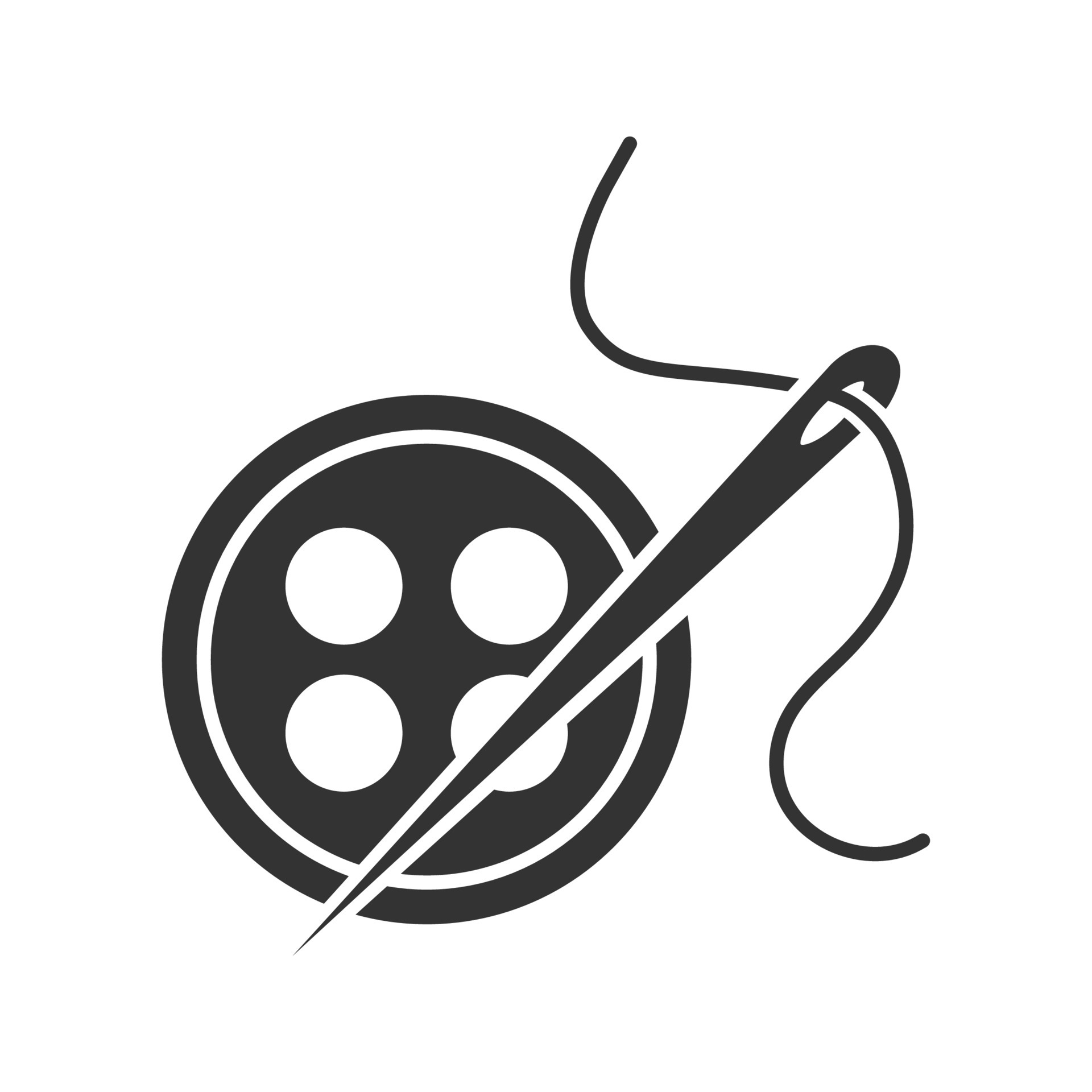 Sewing Buttons And Needle With Thread Glyph Icon Tailoring Silhouette Symbol Negative Space