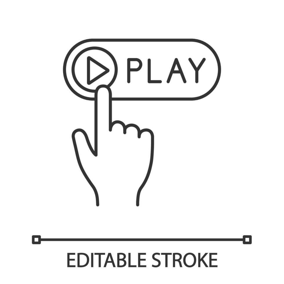 Play button click linear icon. Thin line illustration. Multimedia ... Play button click linear icon. Thin line illustration. Multimedia ...