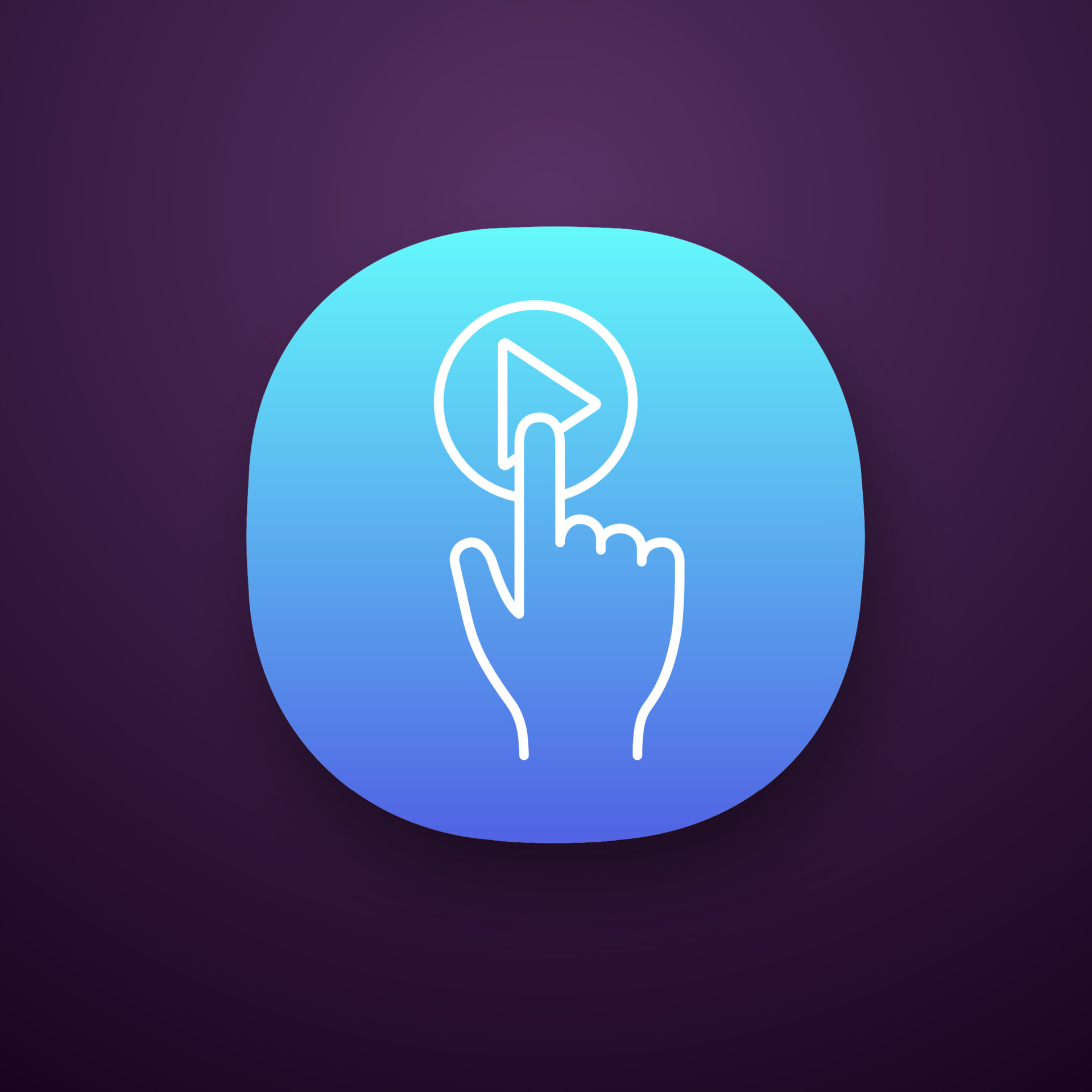 Play Button Click App Icon Start Launch Media Player Hand Pushing