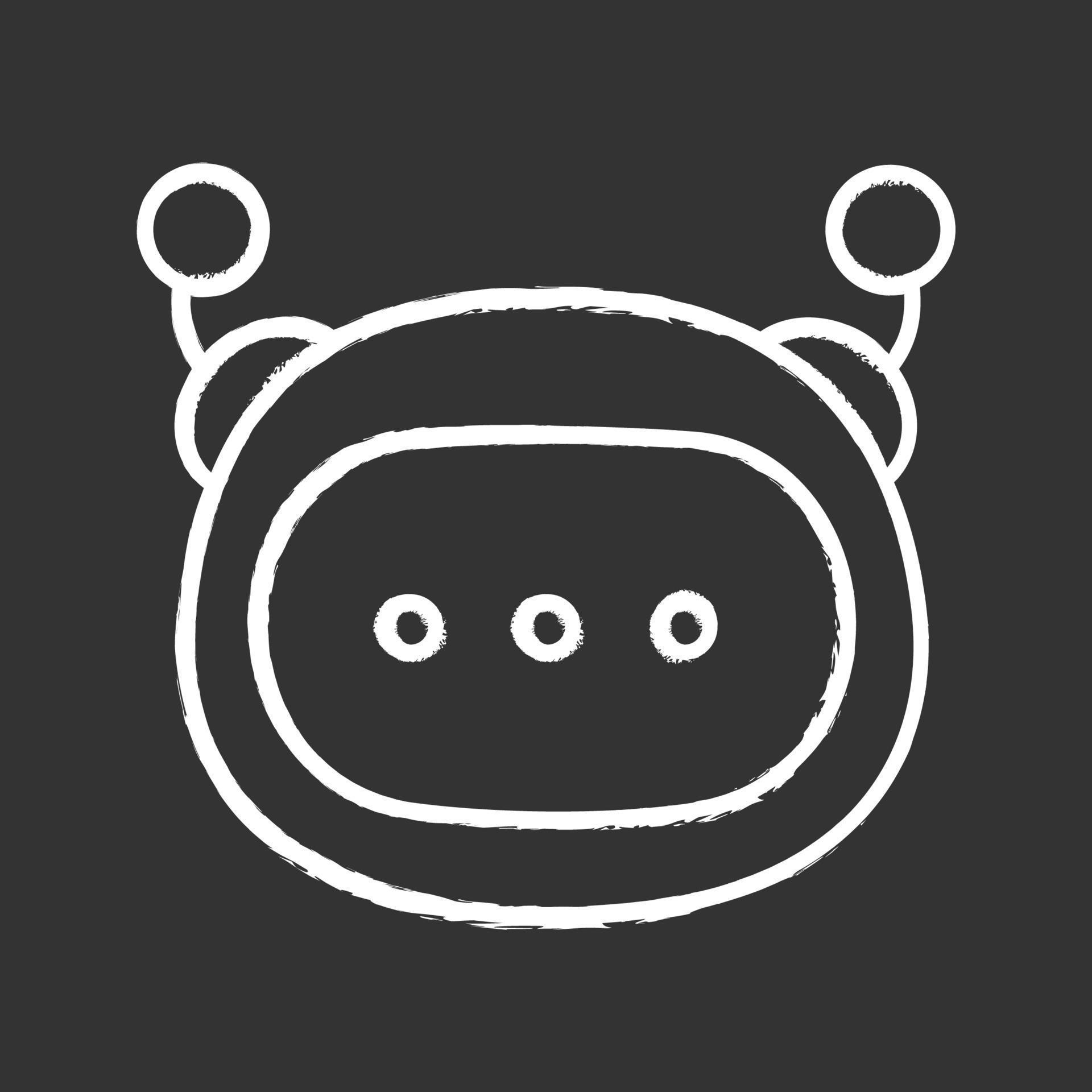 Chatbot message chalk icon. Chat bot. Artificial conversational entity. Virtual assistant ...