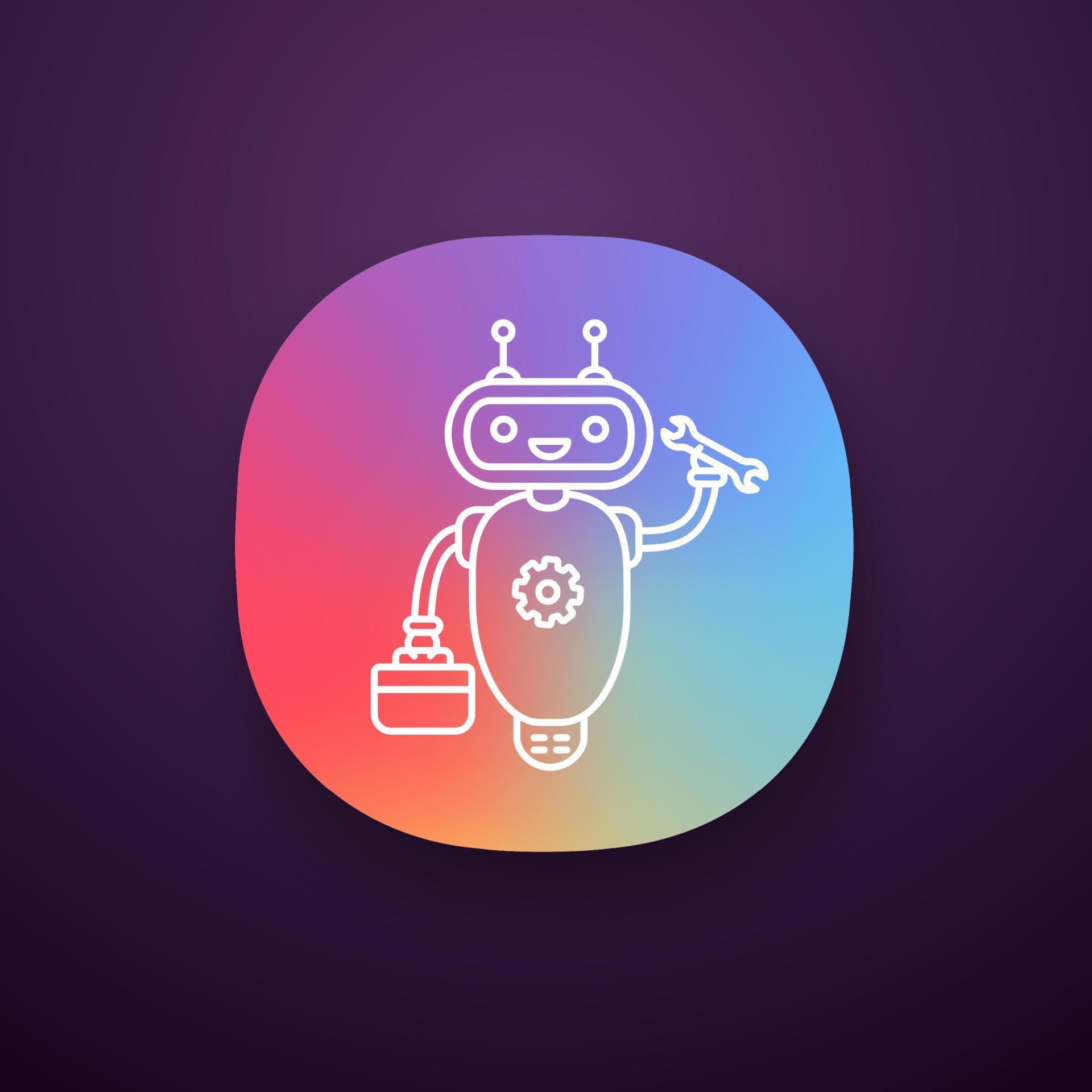Repair Chatbot App Icon Ui Ux User Interface Robot With Set Of Tools