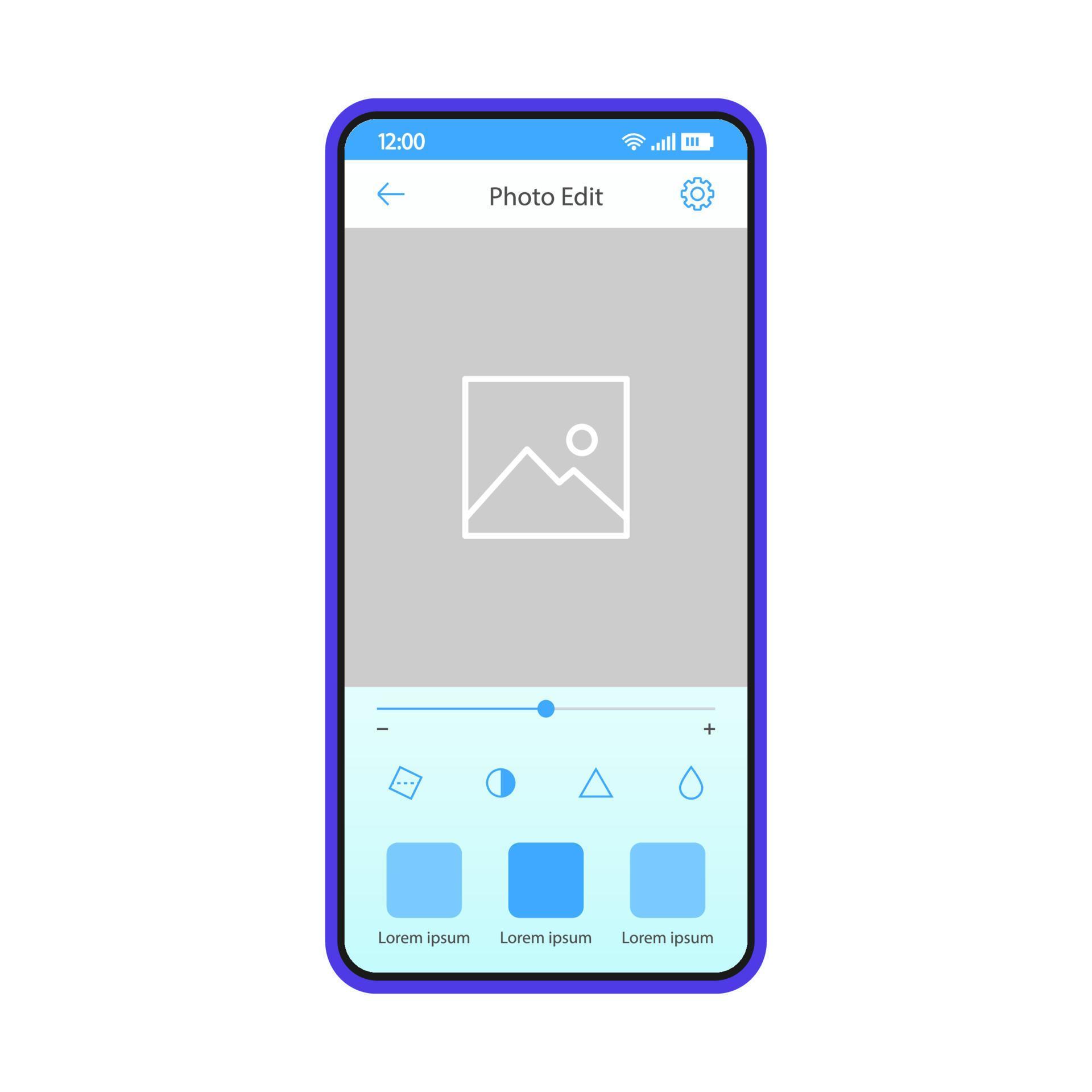 Photo Editing Smartphone App Vector Template Mobile Application