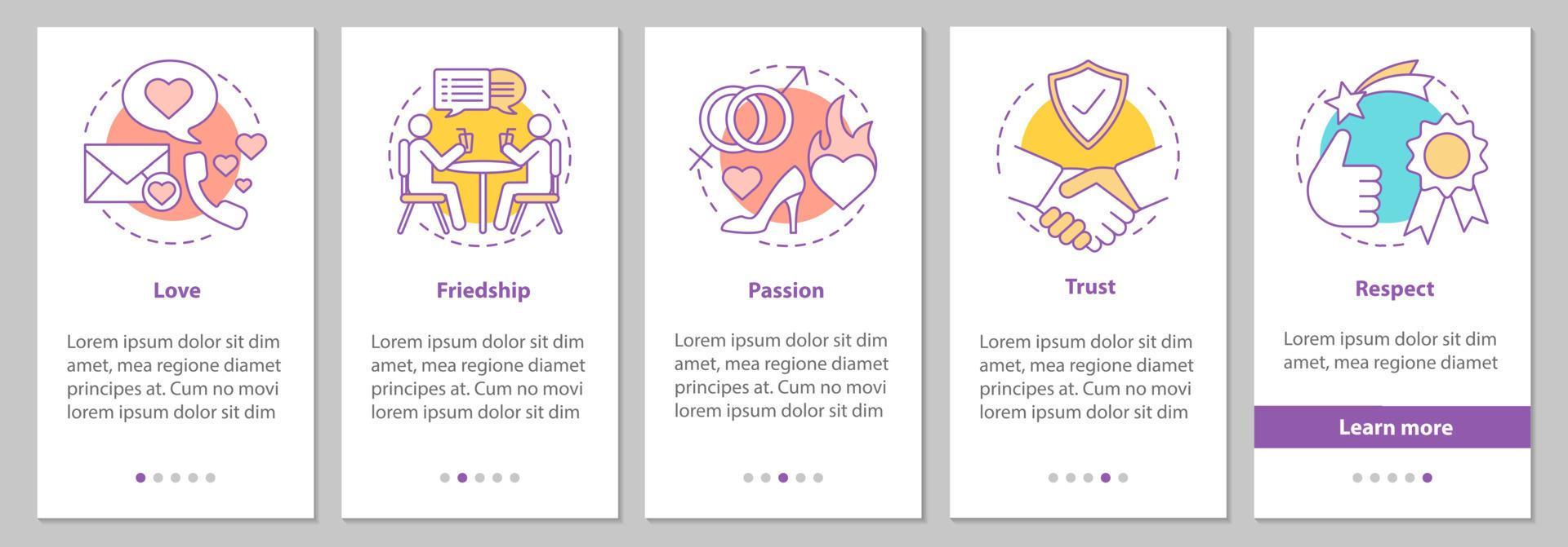 Relationships And Feelings Onboarding Mobile App Page Screen With