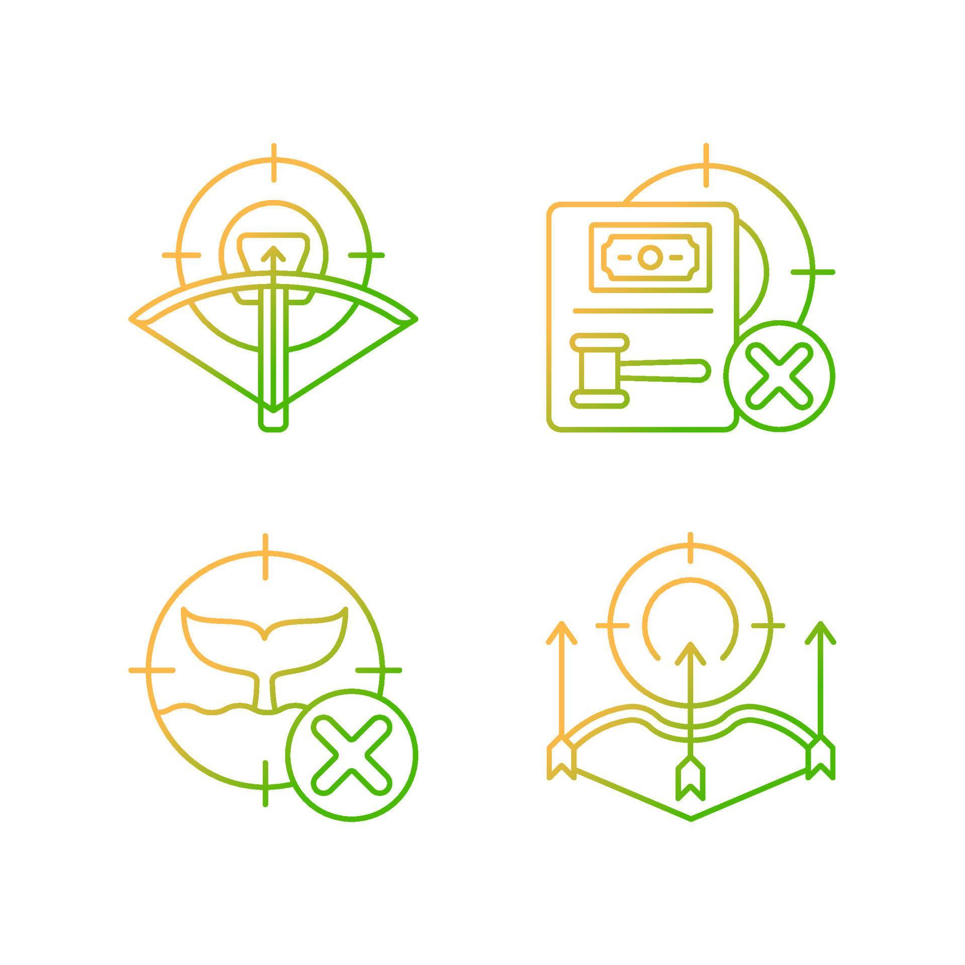 Hunting provisions and restrictions gradient linear vector icons set ...