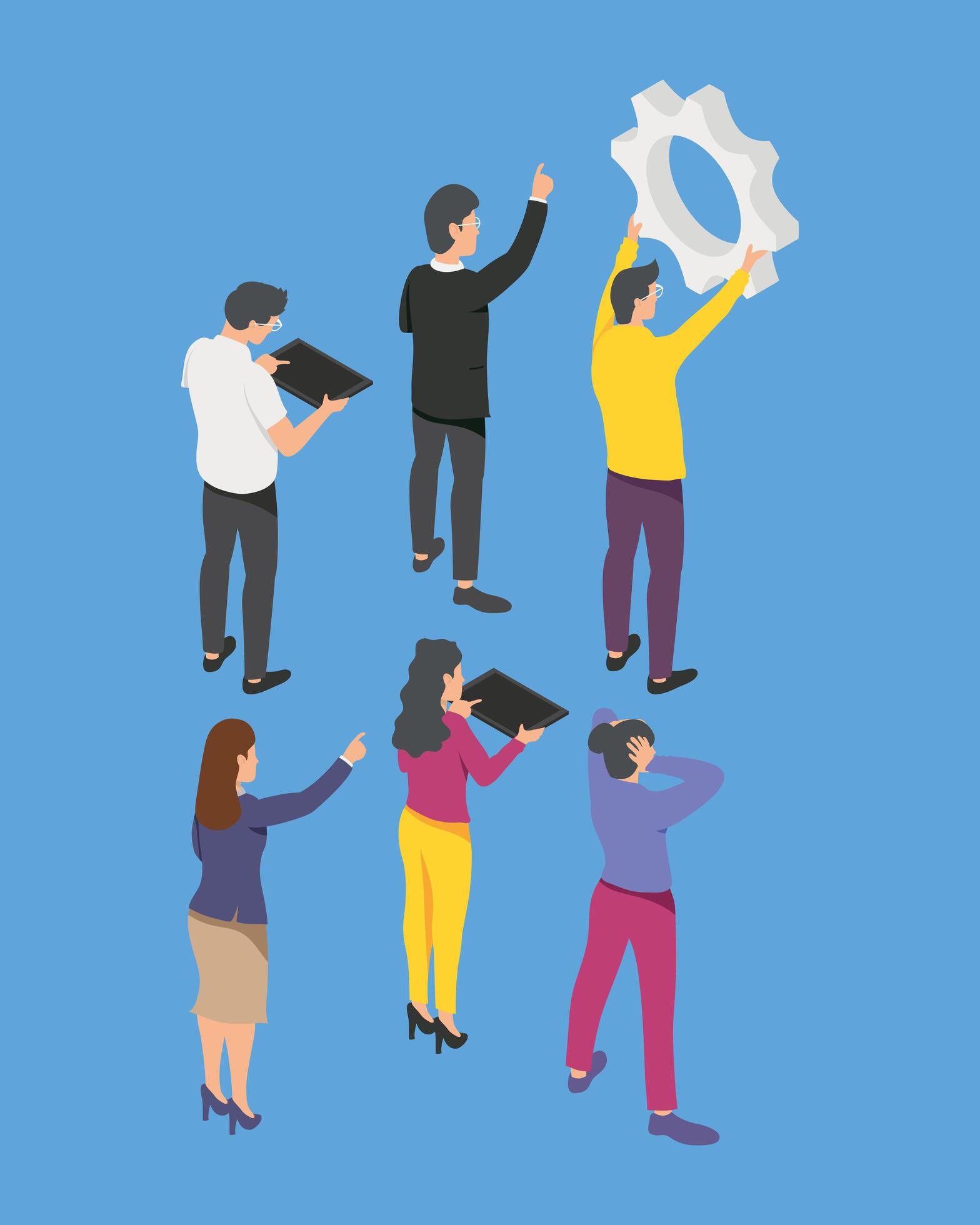 six software developers workers 4622661 Vector Art at Vecteezy