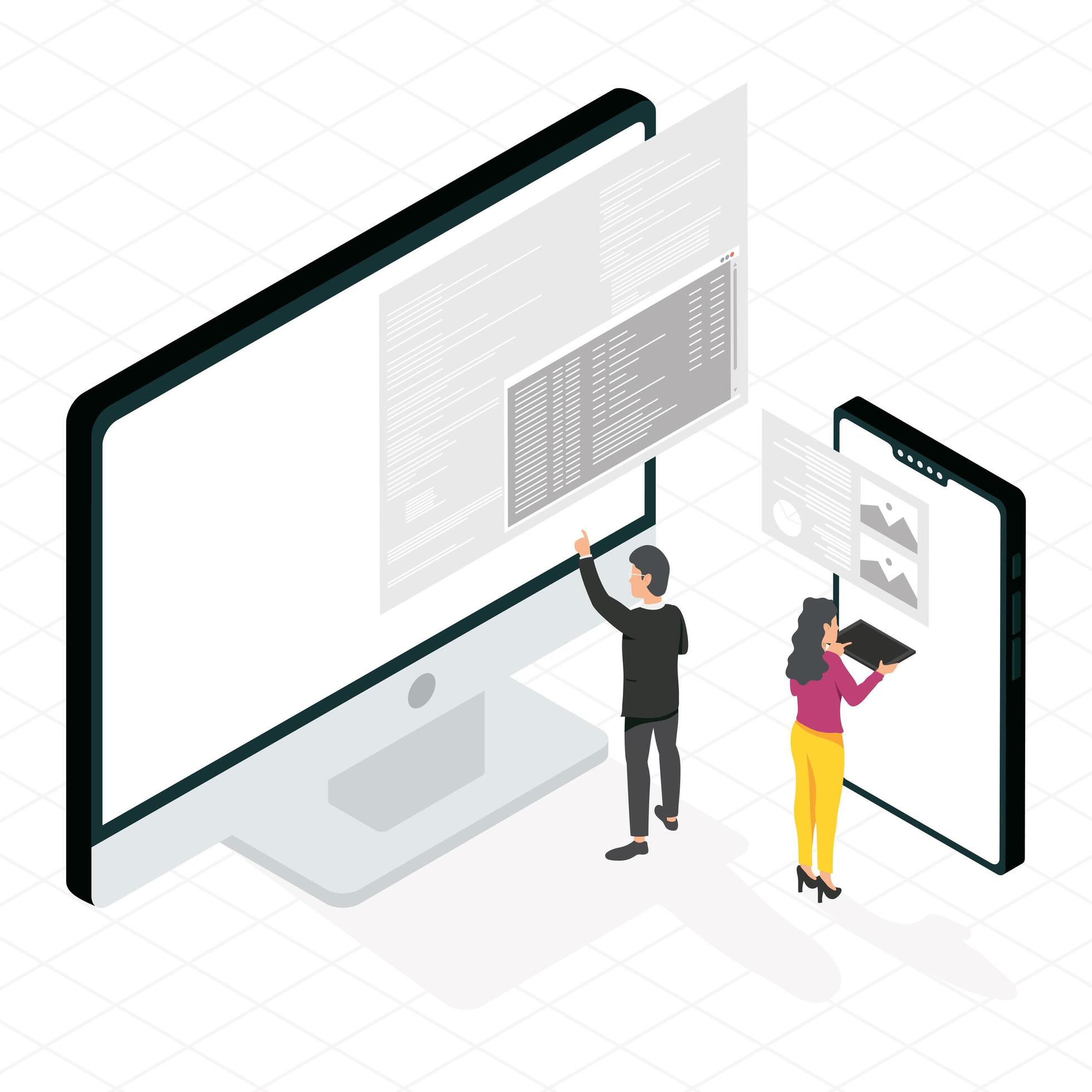 software developers couple 4622680 Vector Art at Vecteezy