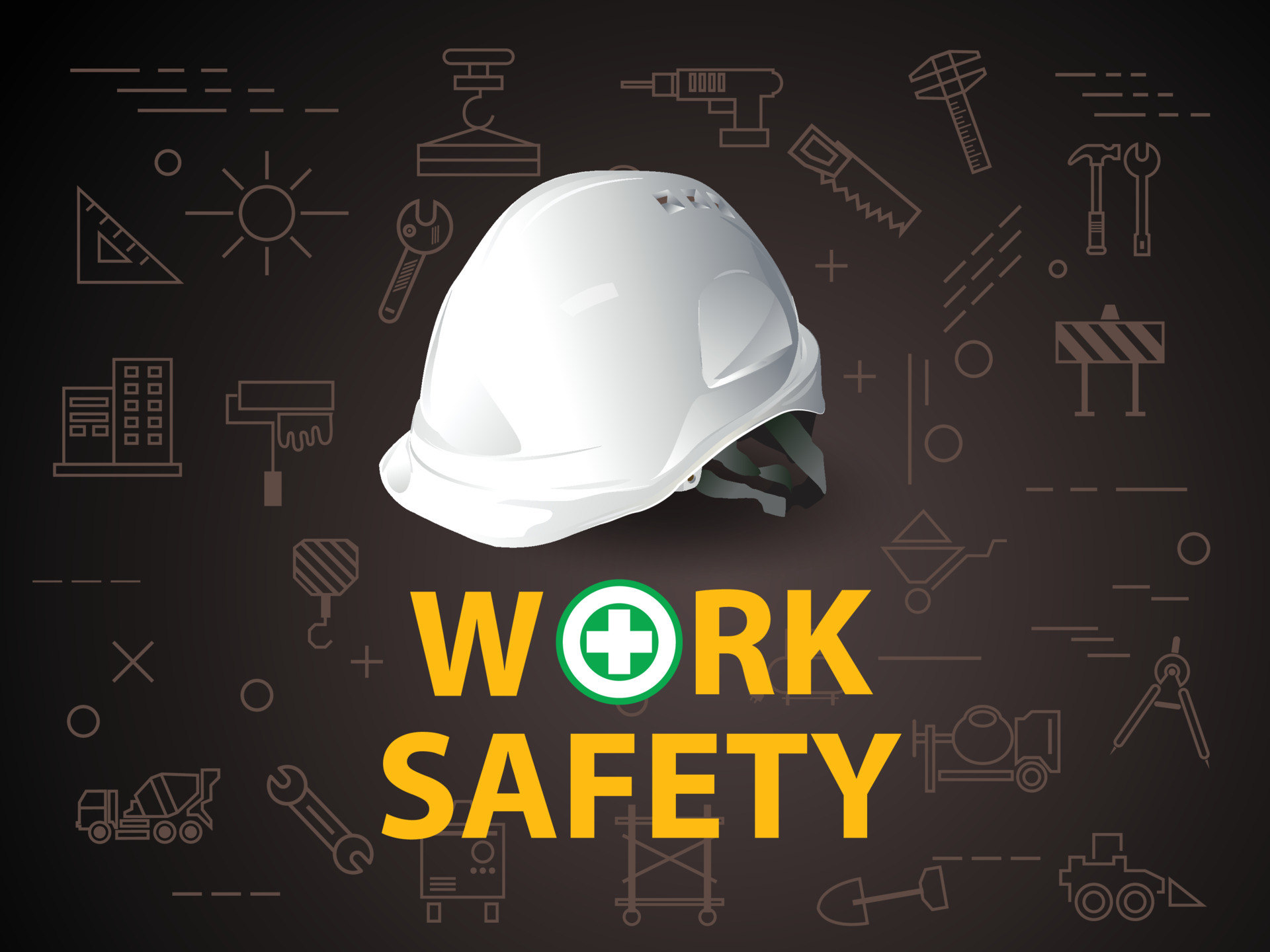Safety First Engineer Helmet Construction Concept Vector