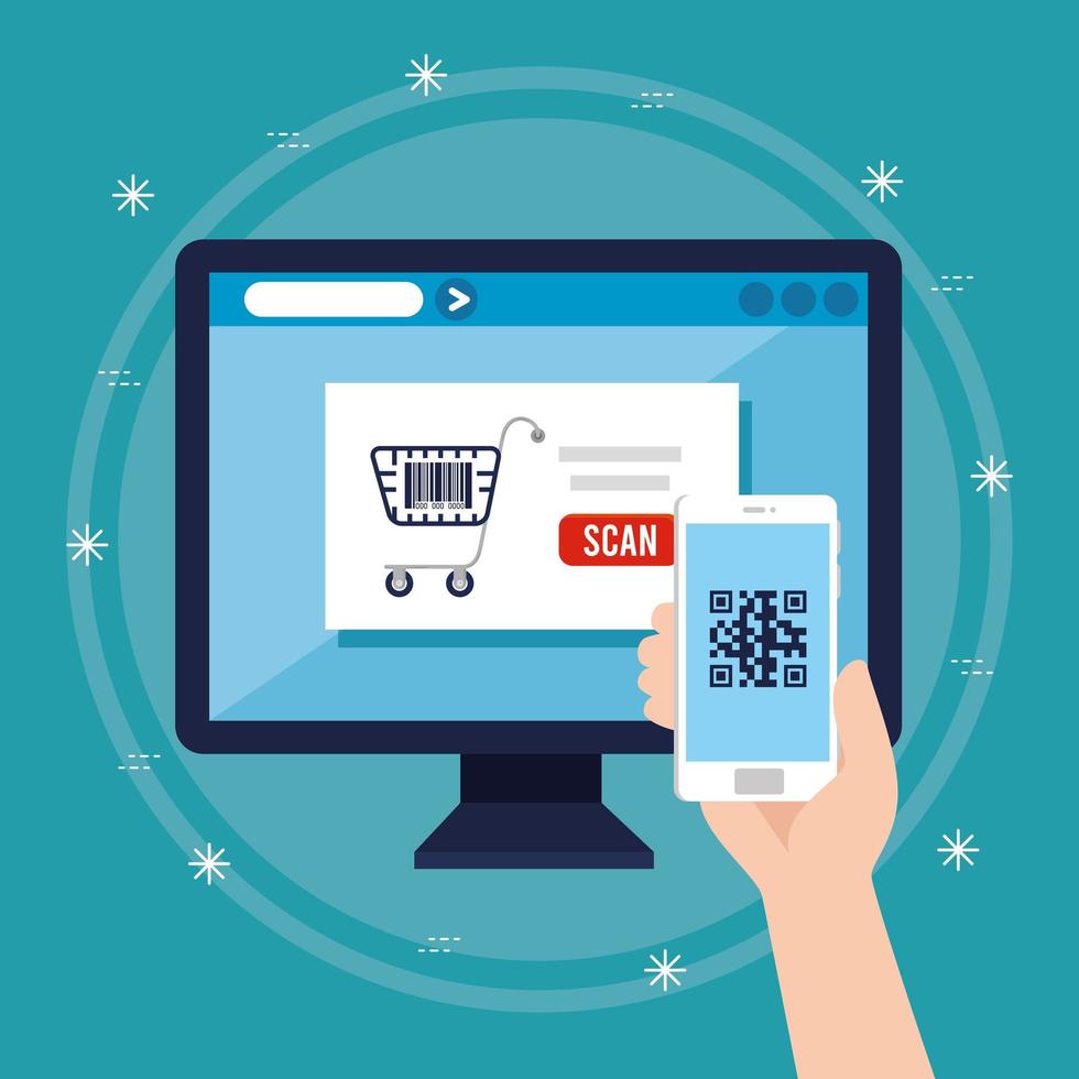 qr code inside smartphone and computer vector design 4626757 Vector Art ...