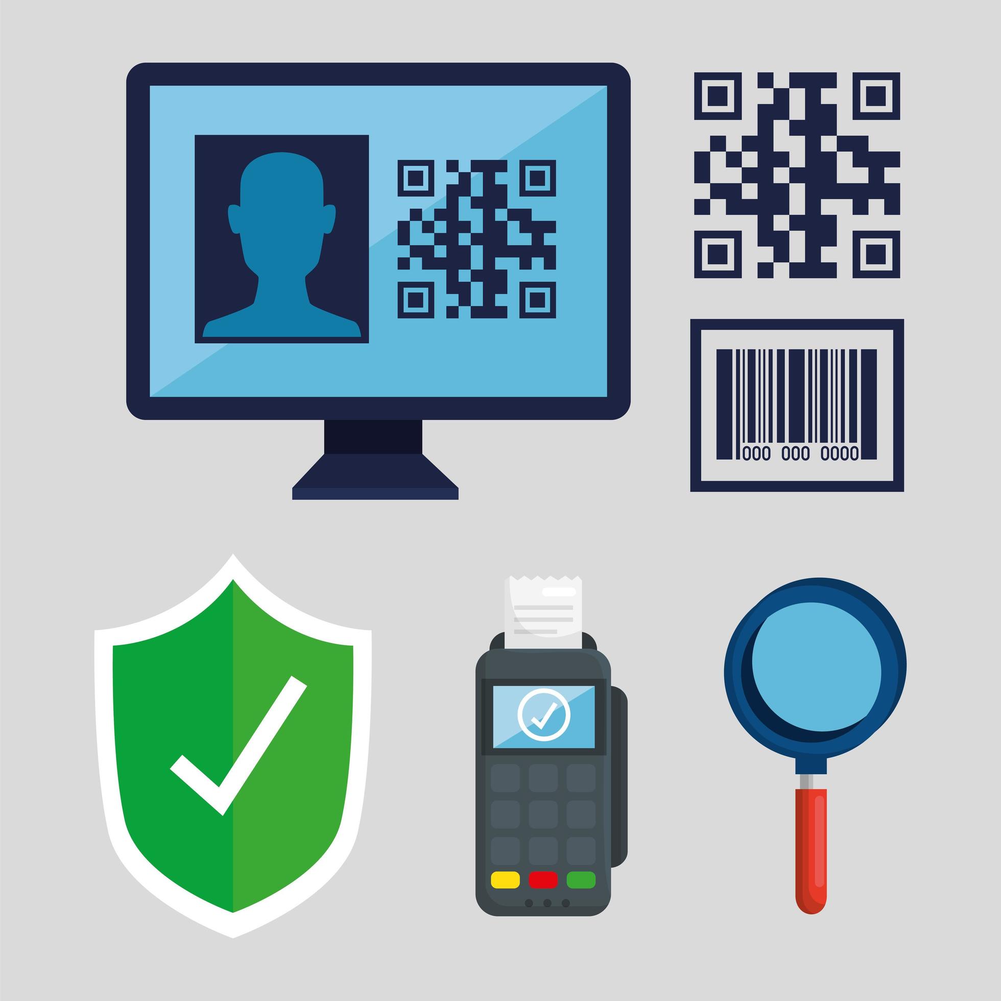 qr code inside computer shield dataphone and lupe vector design 4626801 ... qr code inside computer shield dataphone and lupe vector design 4626801 ...