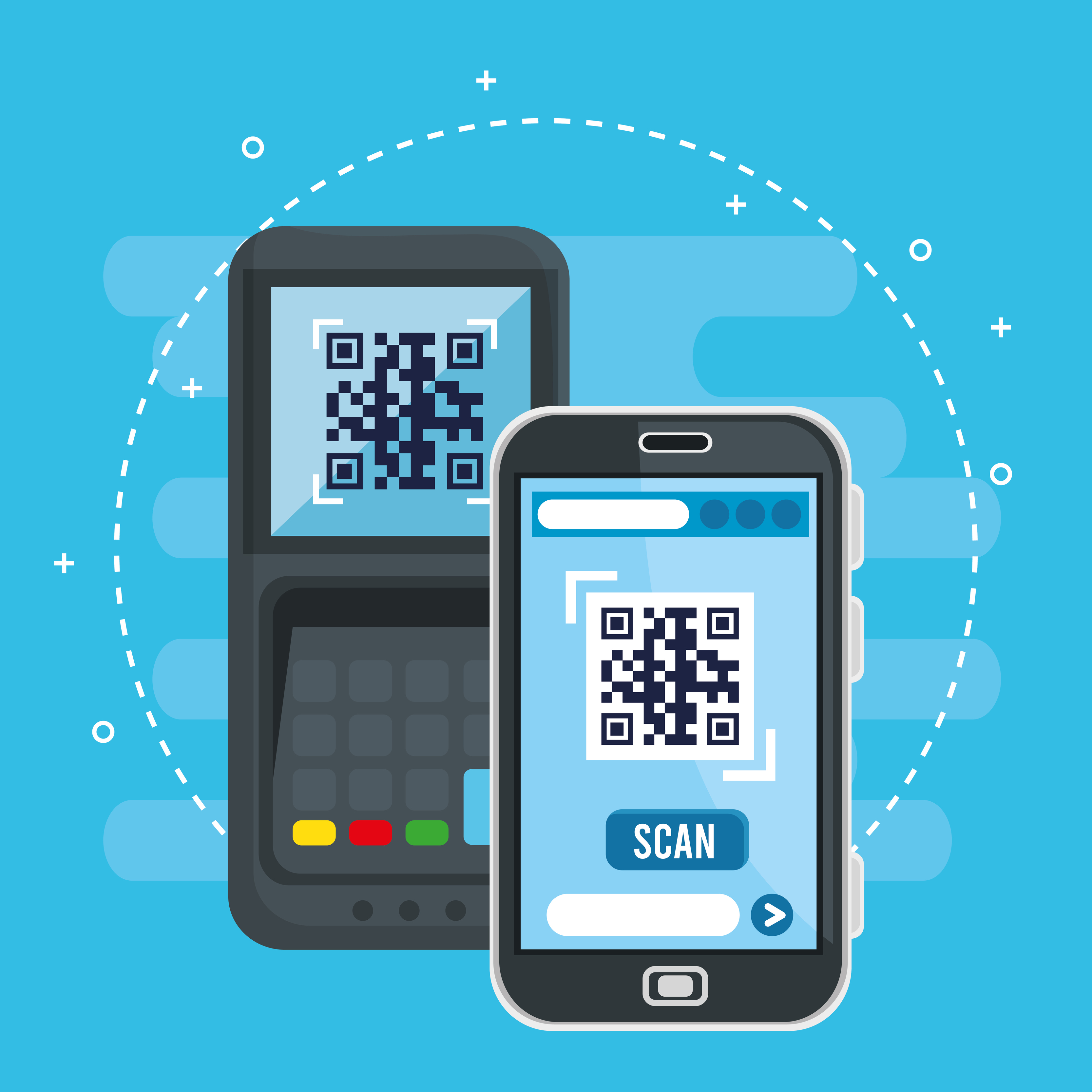 qr code inside smartphone and dataphone vector design 4628129 Vector ...