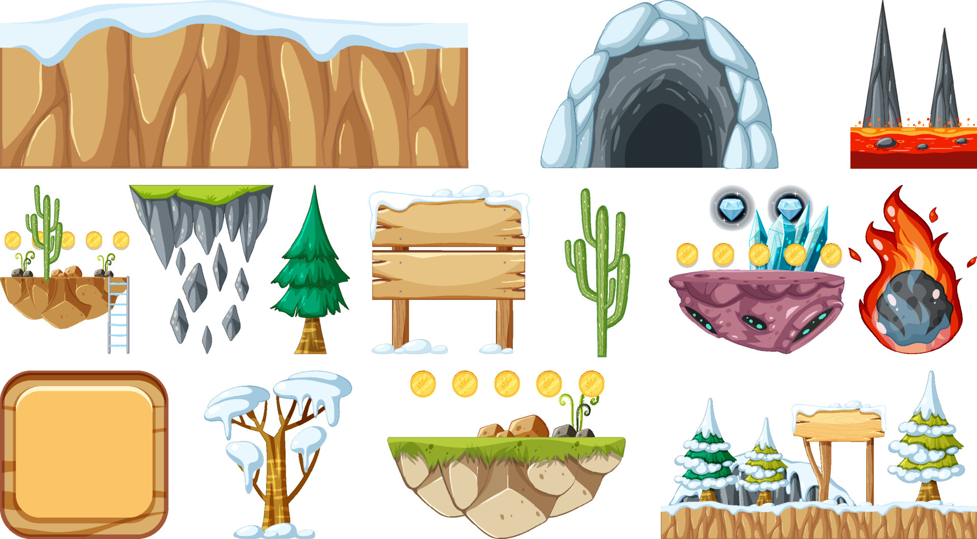 Set of isolated game objects 4630208 Vector Art at Vecteezy