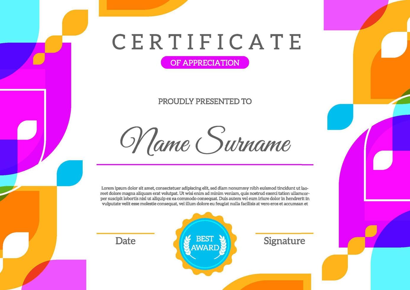 Colorful Abstract Certificate Template 4635752 Vector Art at Vecteezy Colorful Abstract Certificate Template 4635752 Vector Art at Vecteezy