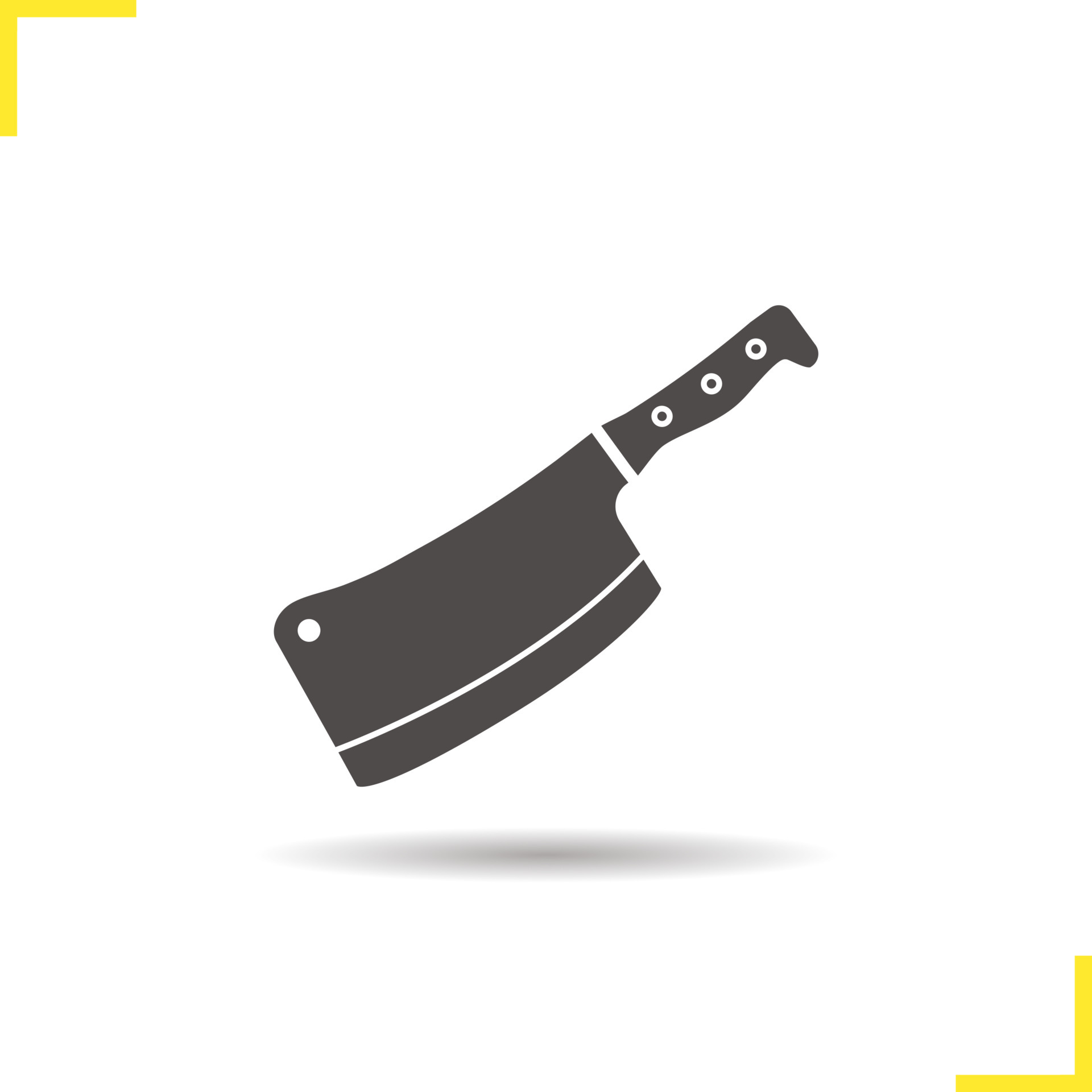 Butchers Knife Icon Drop Shadow Cleaver Silhouette Symbol Kitchen Instrument Cooking Tool