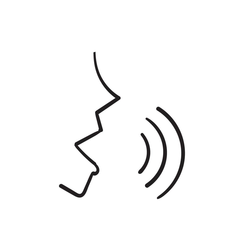 hand drawn doodle Voice recognition concept. Voice control isolated ...