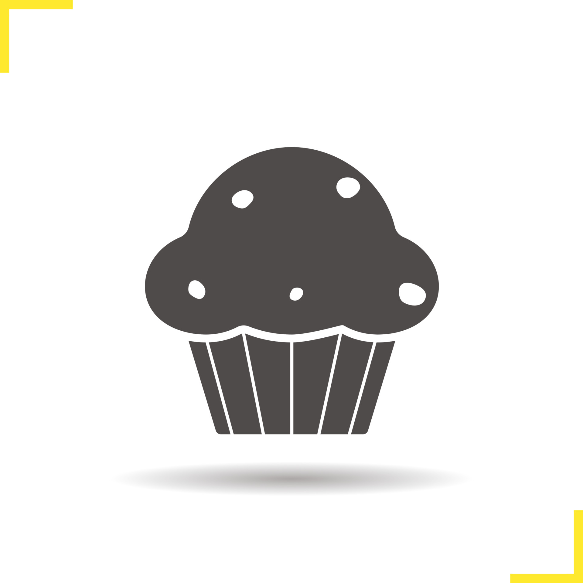 Cupcake Icon Drop Shadow Muffin Silhouette Symbol Cake Vector