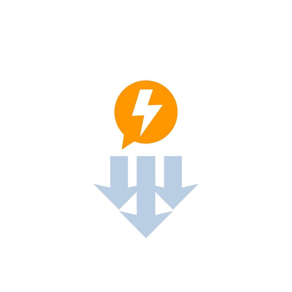 power consumption decrease icon on white 4637532 Vector Art at Vecteezy
