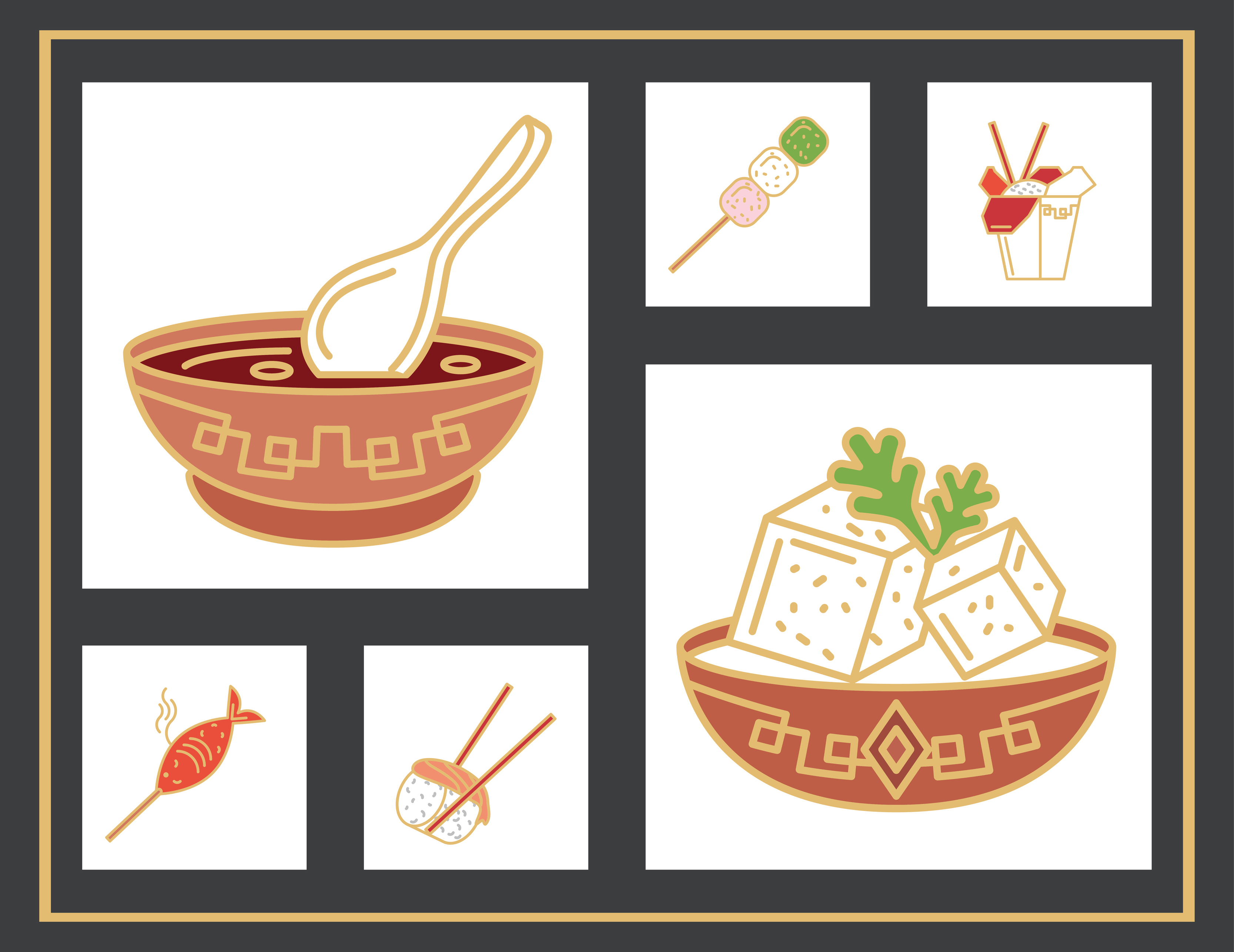 set oriental cuisines 4638650 Vector Art at Vecteezy