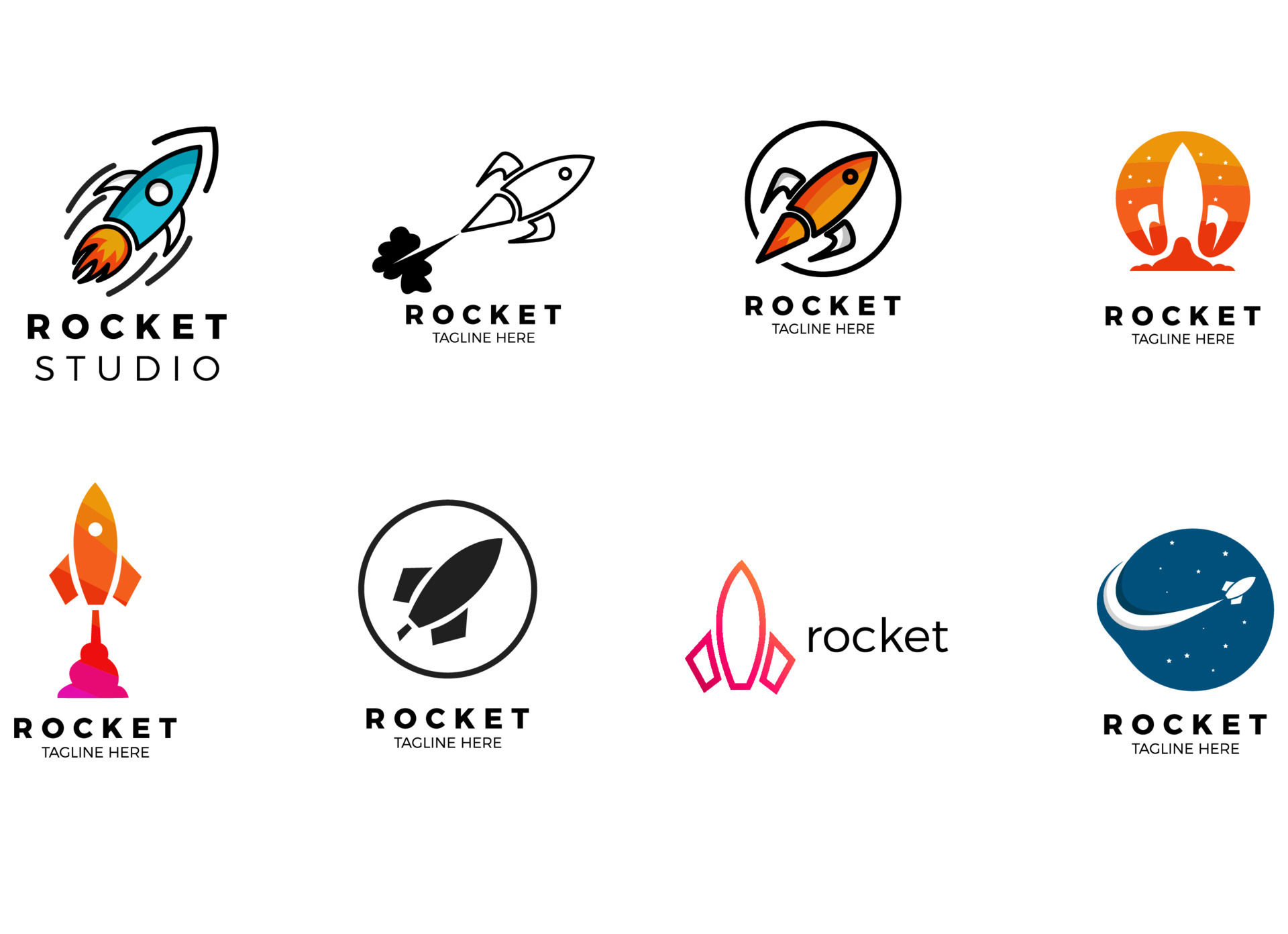Rocket advance technology launching vector logo design. Booster ...