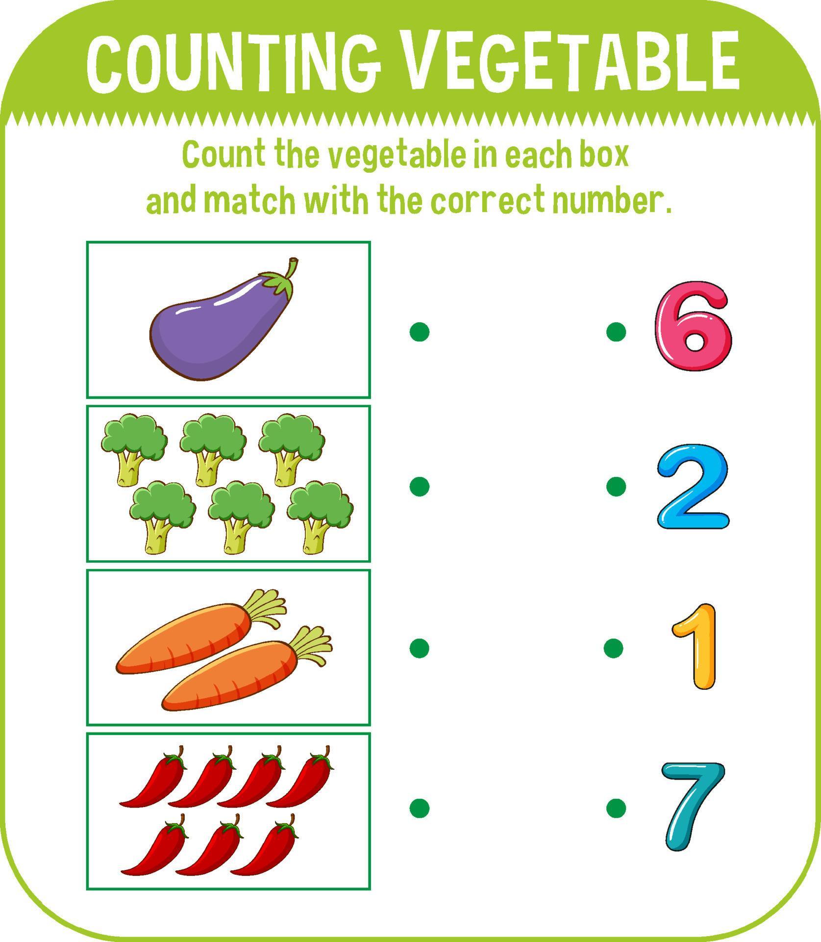 Math game template with counting vegetable 4646123 Vector Art at Vecteezy