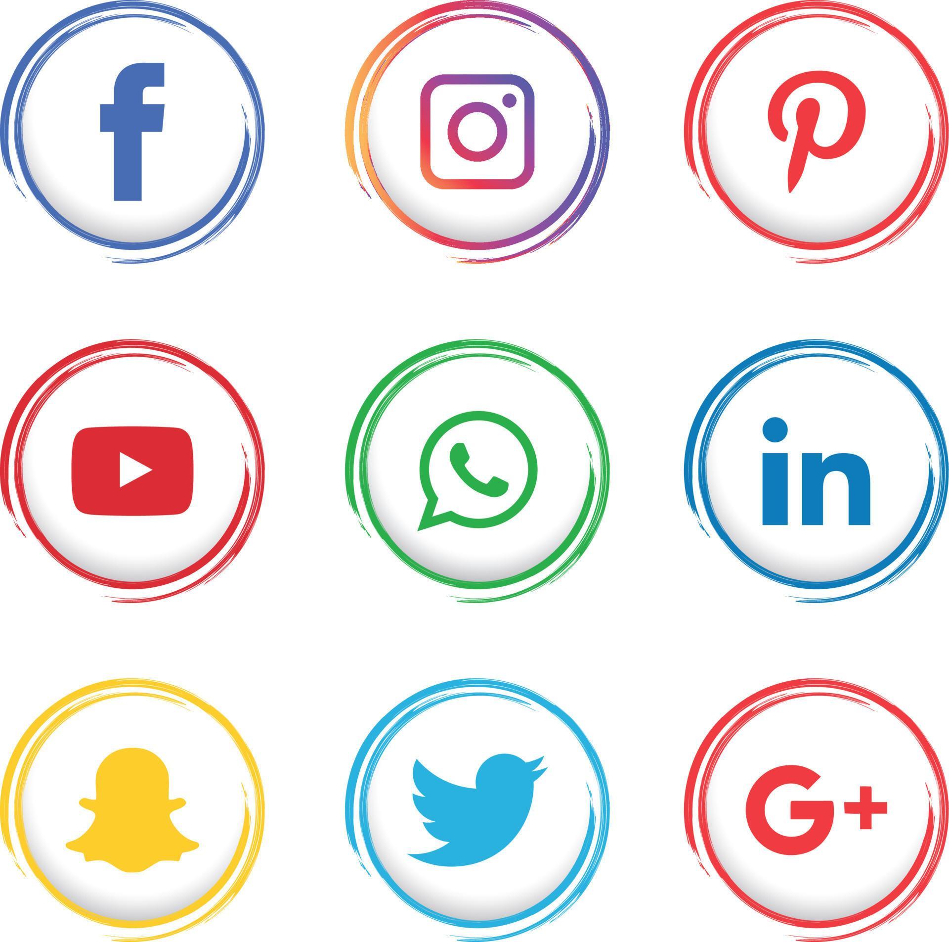 Set of most popular social media icons. Facebook, Instagram, Pinterest 4652268 Vector Art at ...