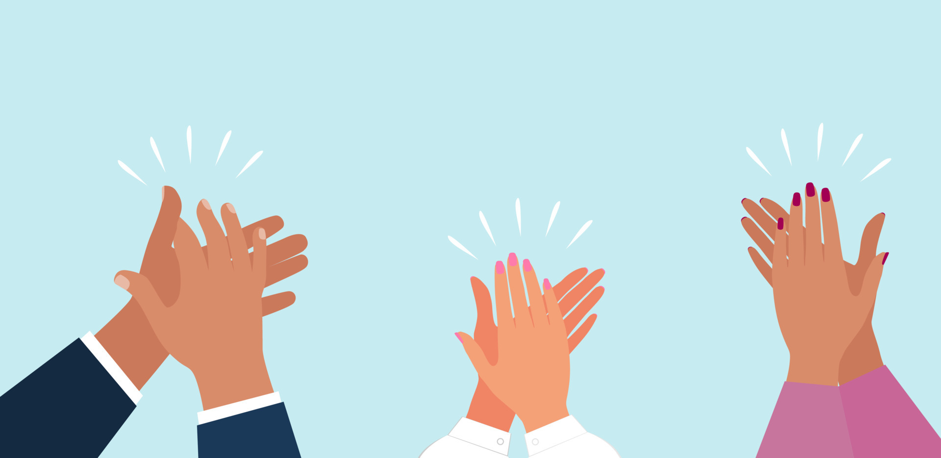Clapping hands, different people applaud isolated on blue background ... Clapping hands, different people applaud isolated on blue background ...