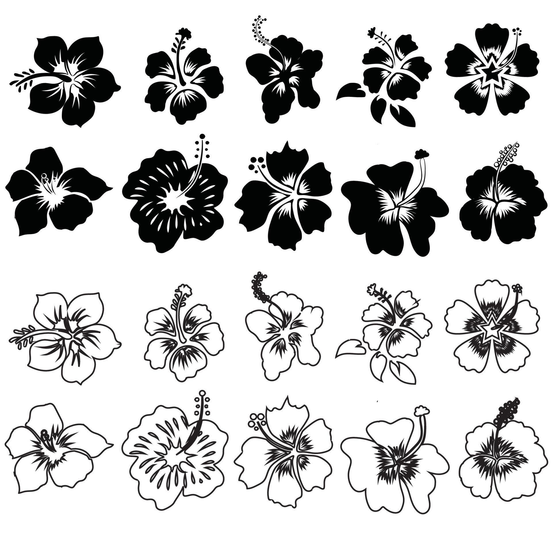 Hibiscus Vector Silhouettes Icon Illustration 4655005 Vector Art At