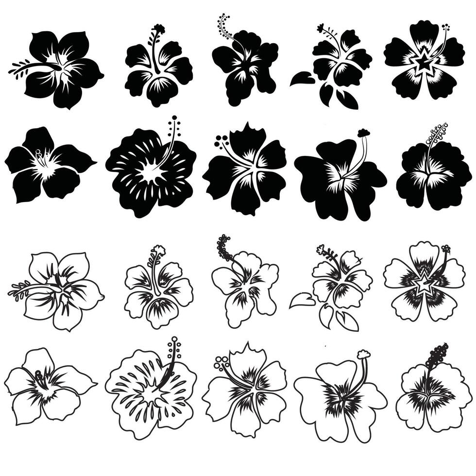 Hibiscus Vector Silhouettes Icon Illustration 4655005 Vector Art At