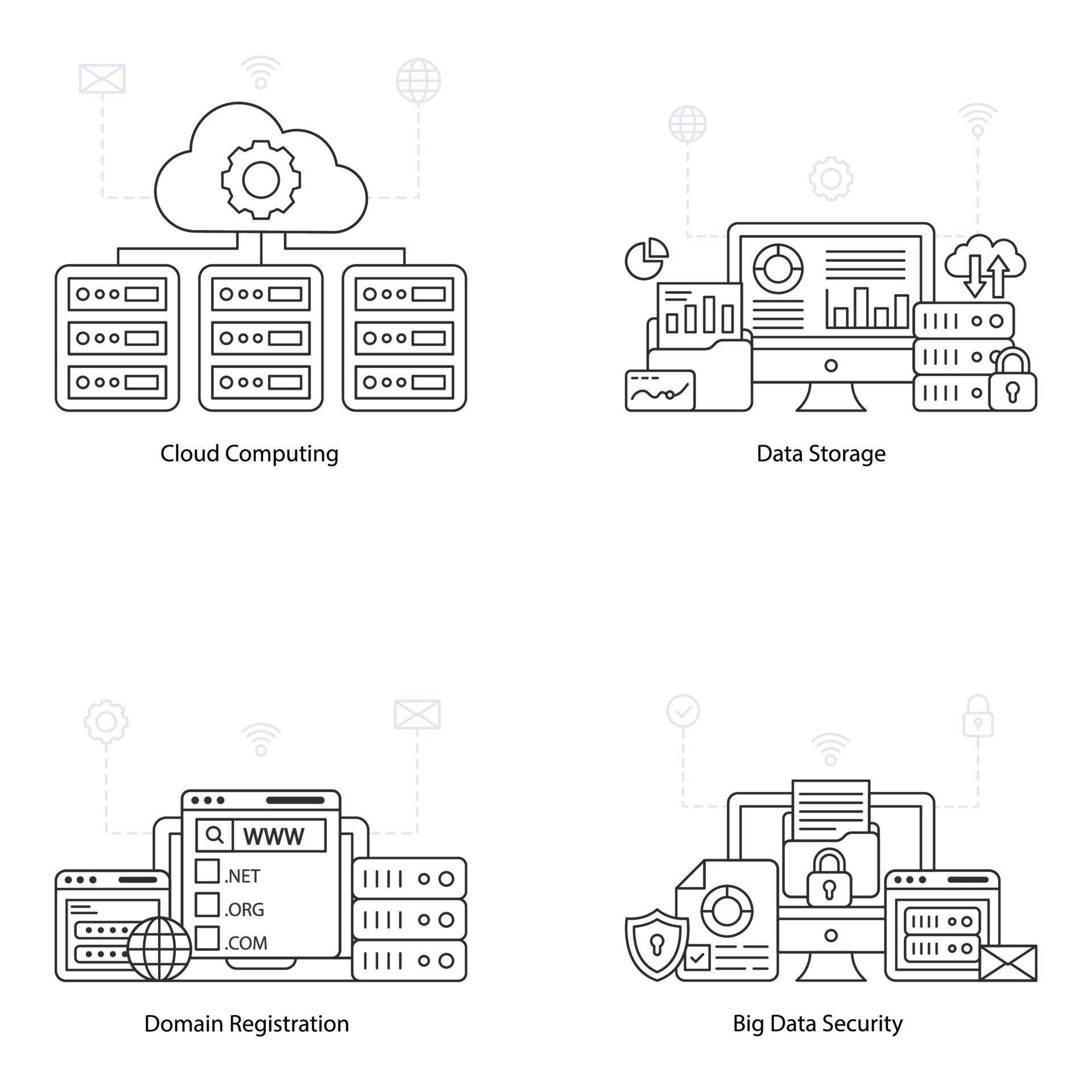 Pack of Data Hosting and Data Protection 4655699 Vector Art at Vecteezy