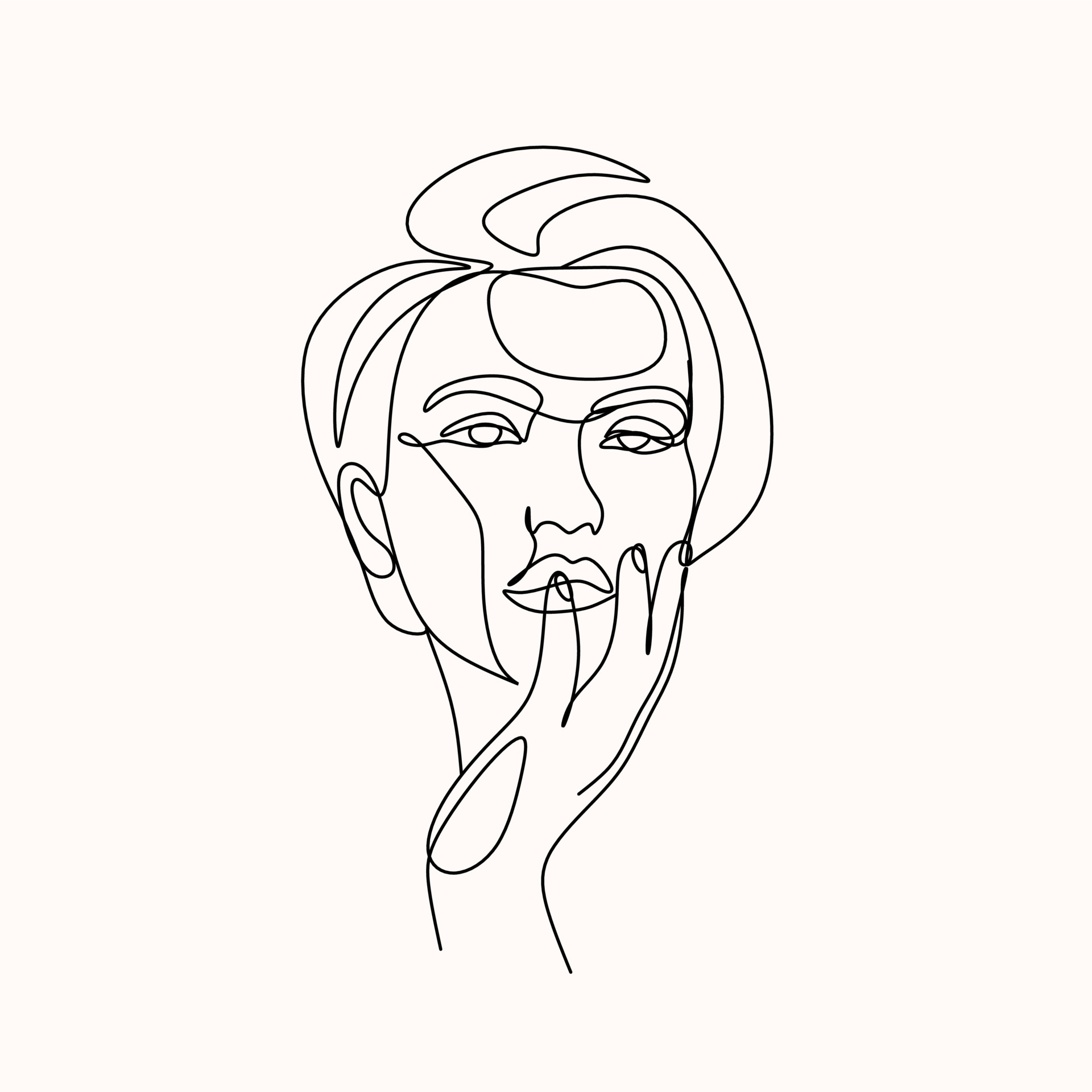 Feminine Face Line Art Vector Minimalist Line Drawing Woman Face