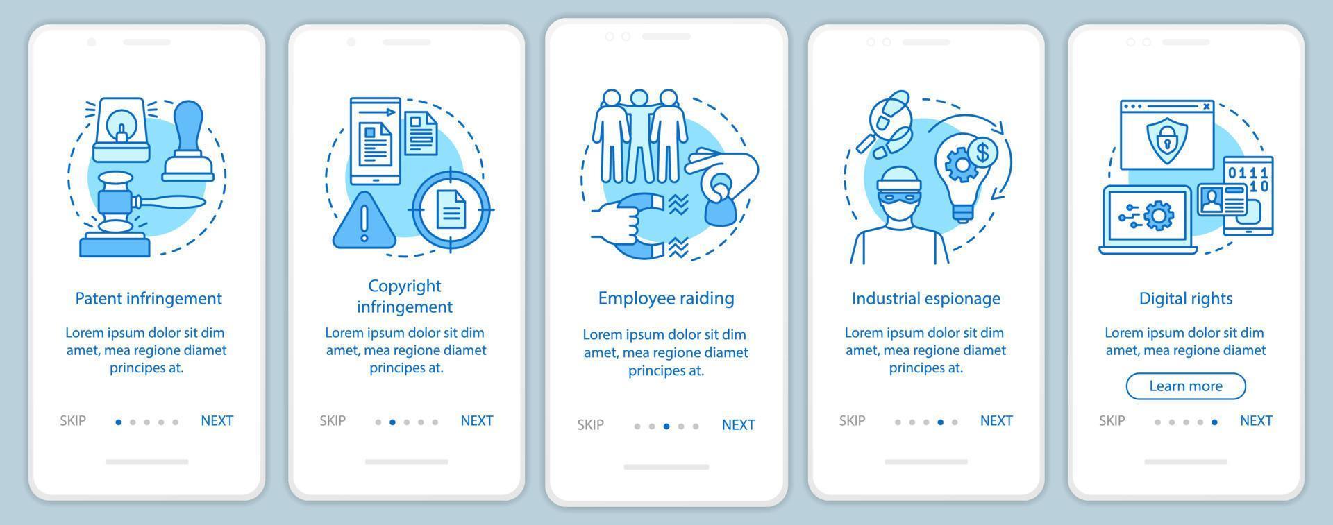 Ethical Issues Onboarding Mobile App Page Screen Vector Template