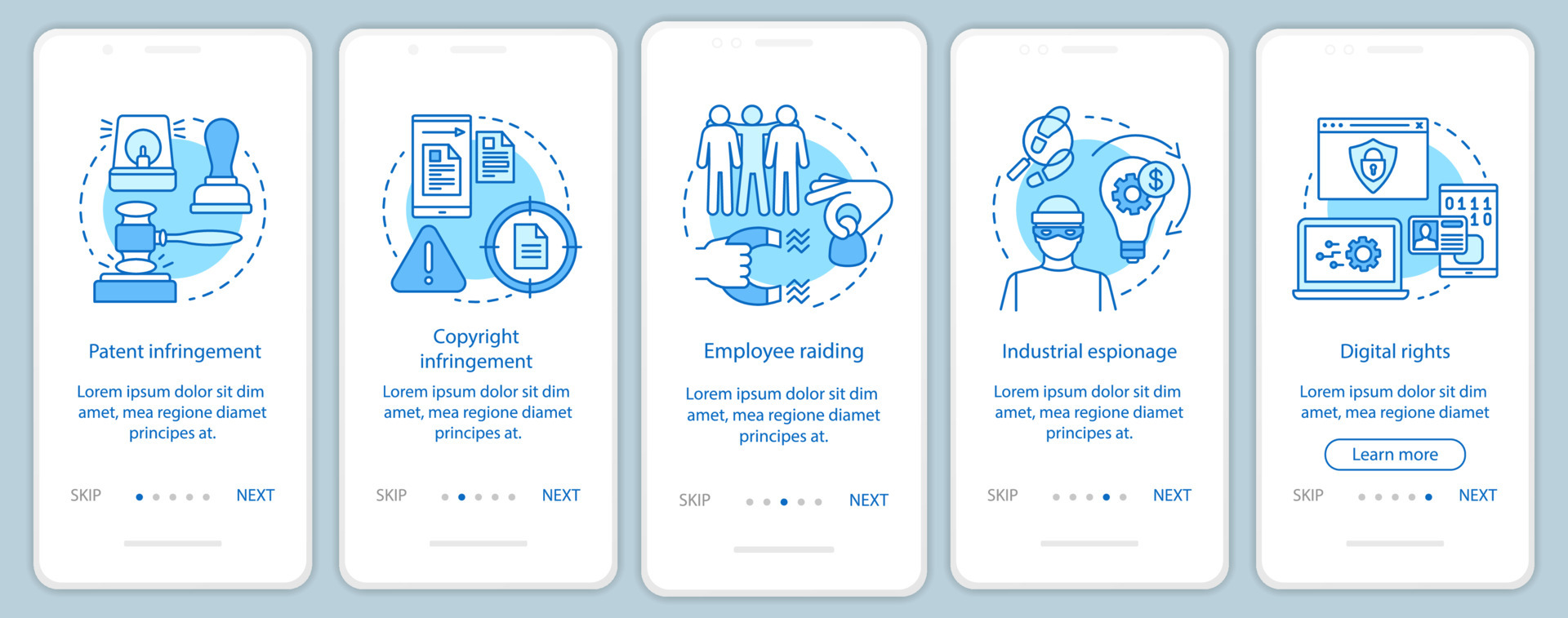 Ethical Issues Onboarding Mobile App Page Screen Vector Template Copyright Infringement