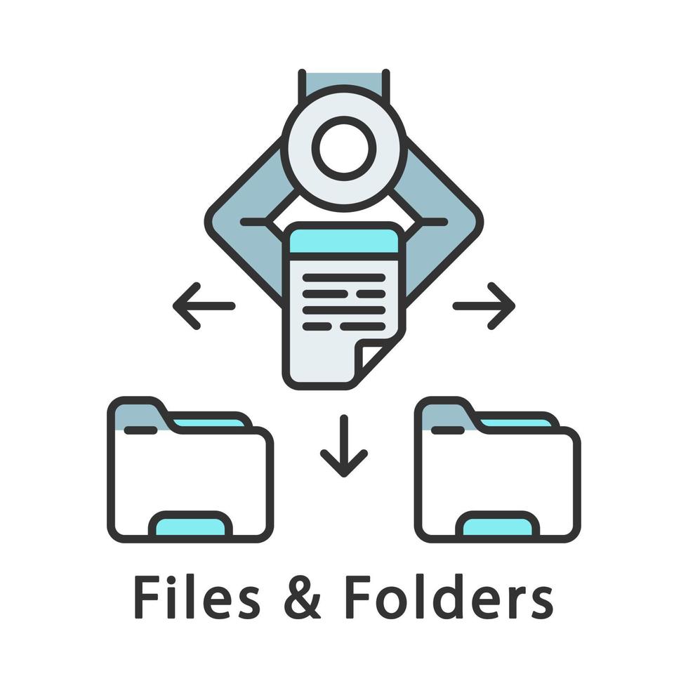 Files And Folders Color Icon Robot Moving Files Into Folders Automatic File Sorting Rpa