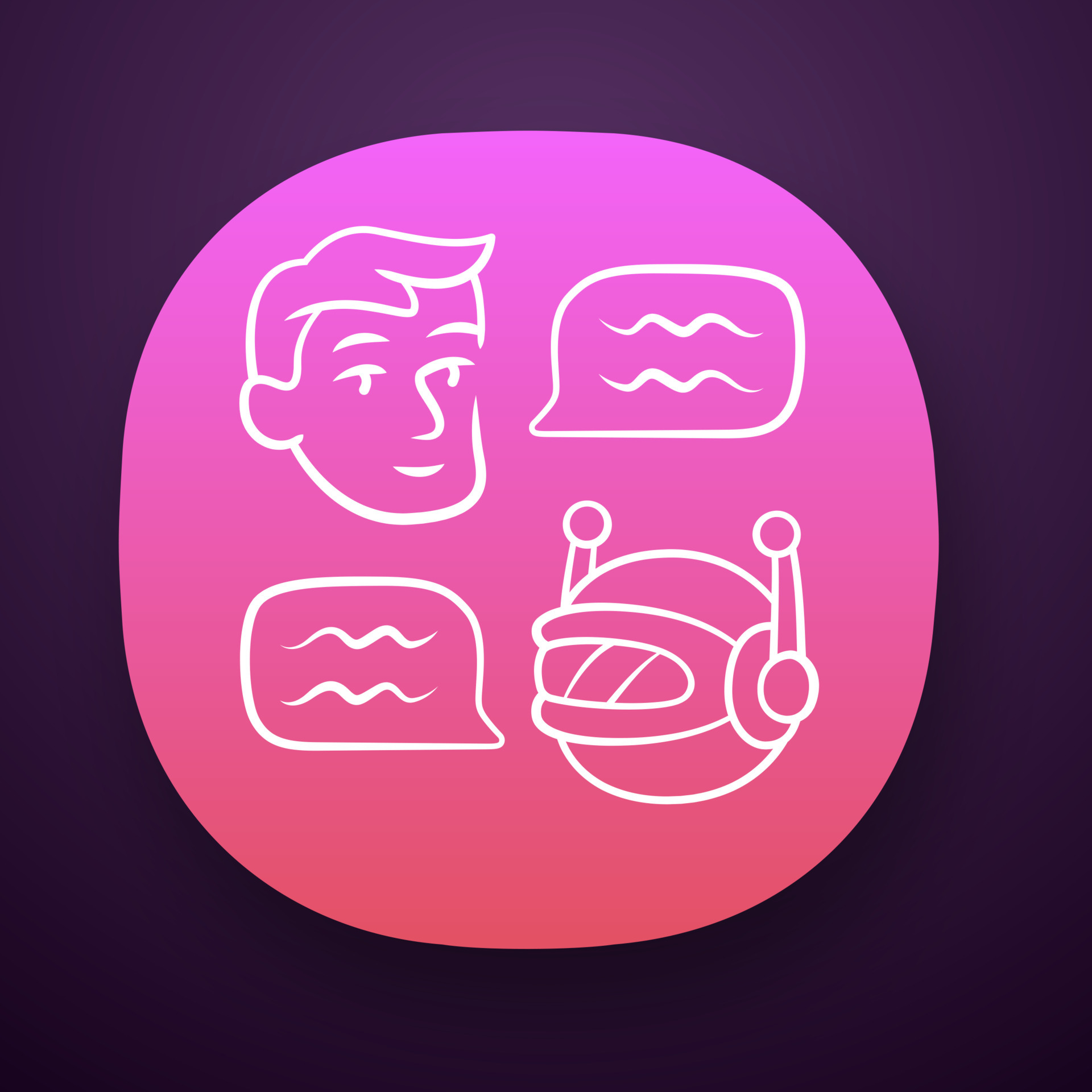 Chatbot App Icon Online Customer Support Robot Help Service Man Chatting With Bot Application