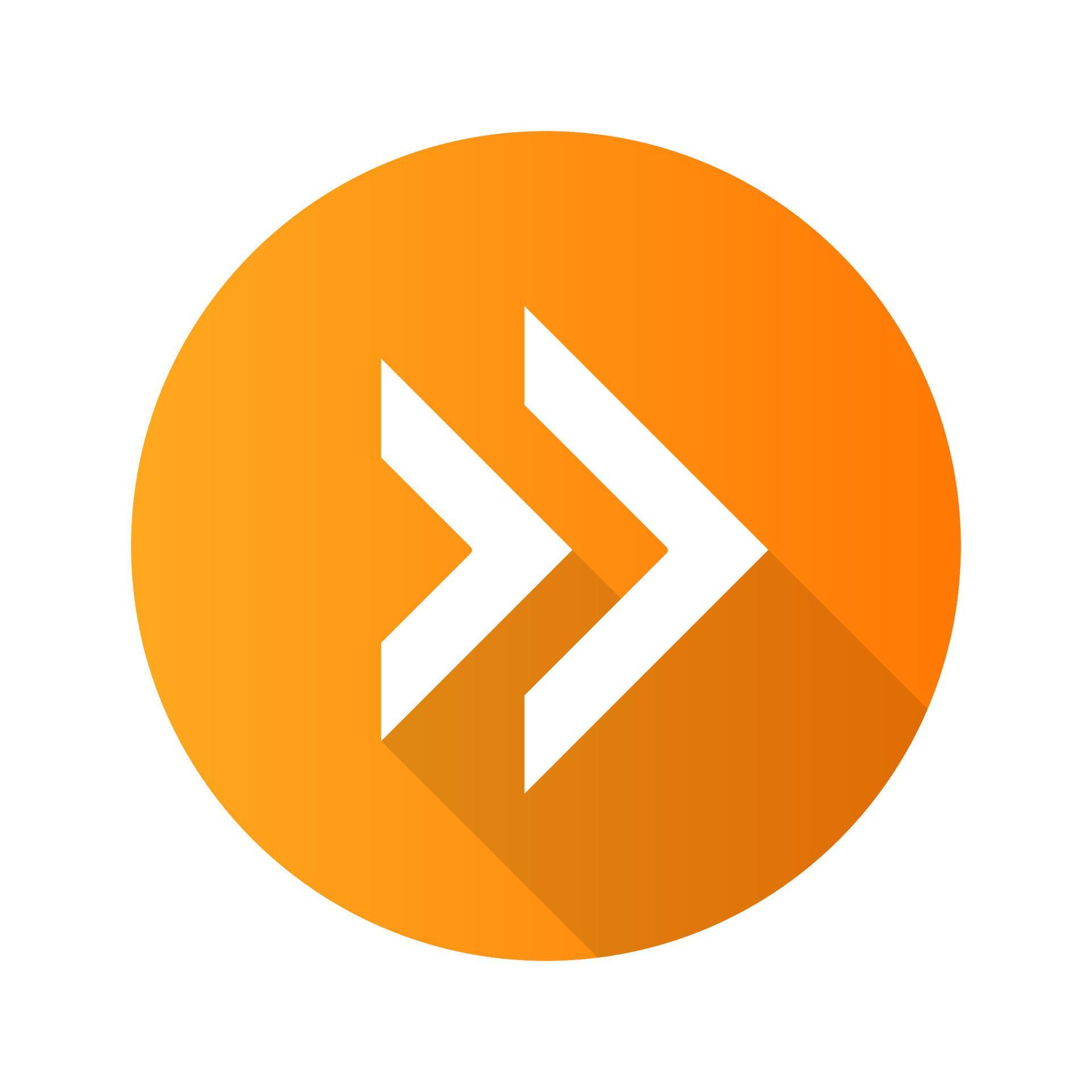 Double arrow flat design long shadow glyph icon. Rewinding button. Navigation pointer. Next ...