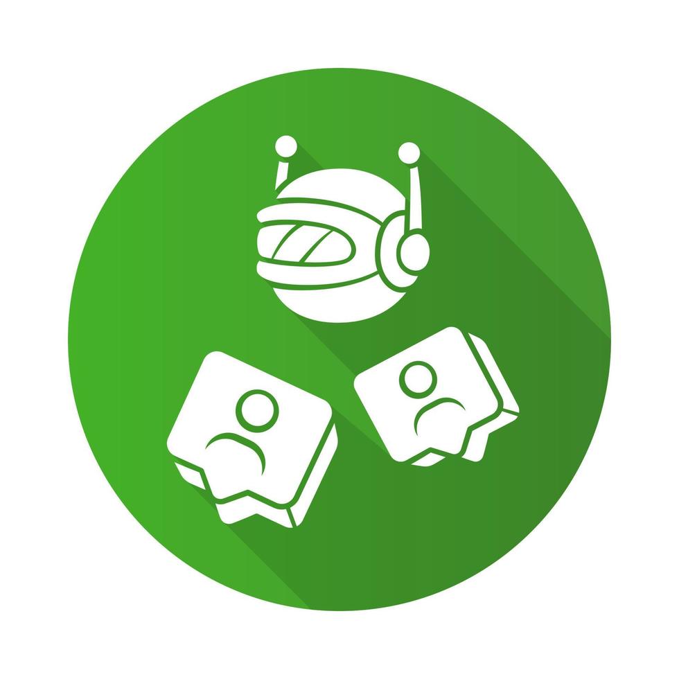 Social Bot Flat Design Long Shadow Glyph Icon Socialbot Chatbot Smm Automation Tool Software