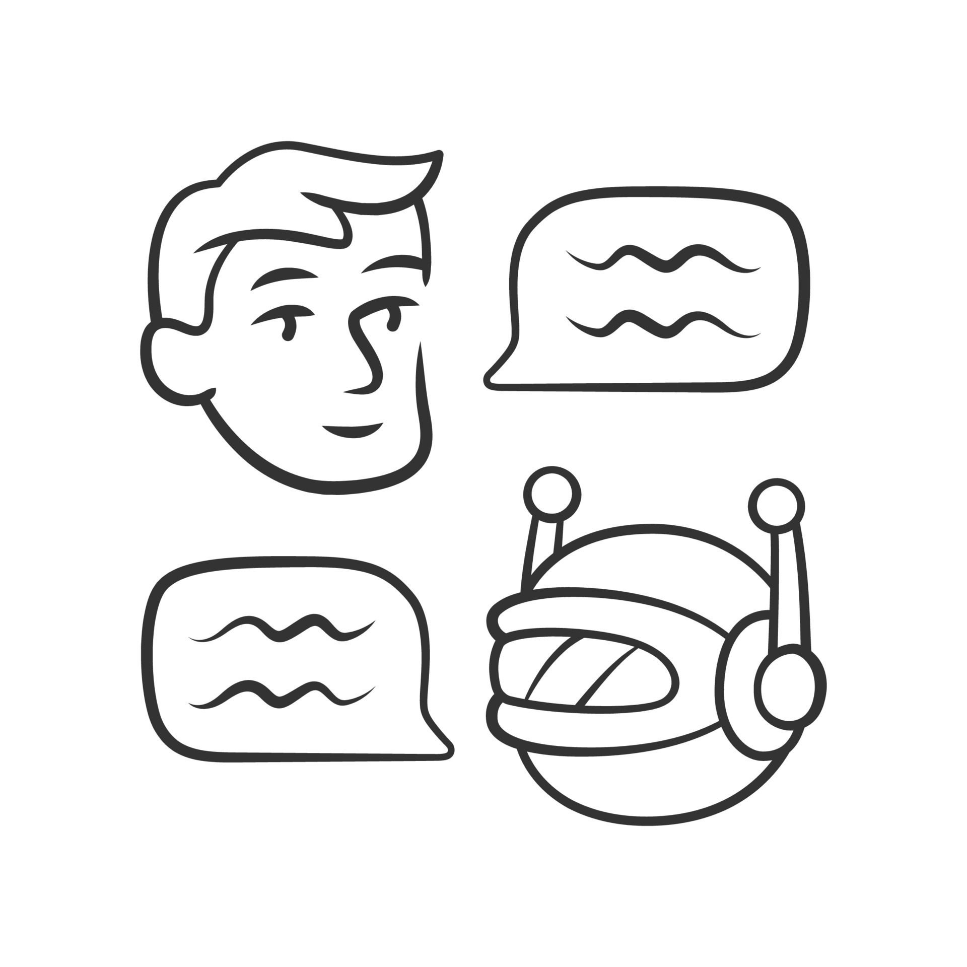 Chatbot Linear Icon Customer Support Robot Help Service Man Chatting With Bot App Artificial