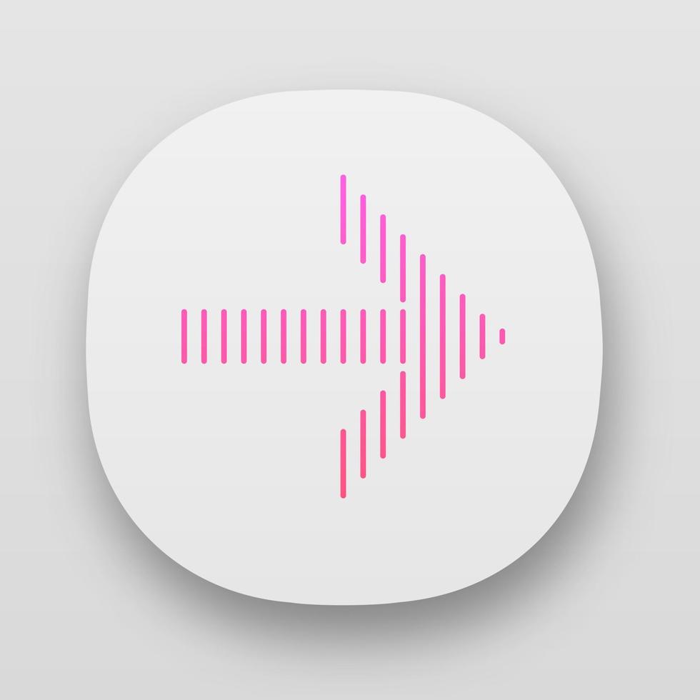Striped arrow app icon. rrowhead indicating rightward. Direction pointer. Navigation indicator ...