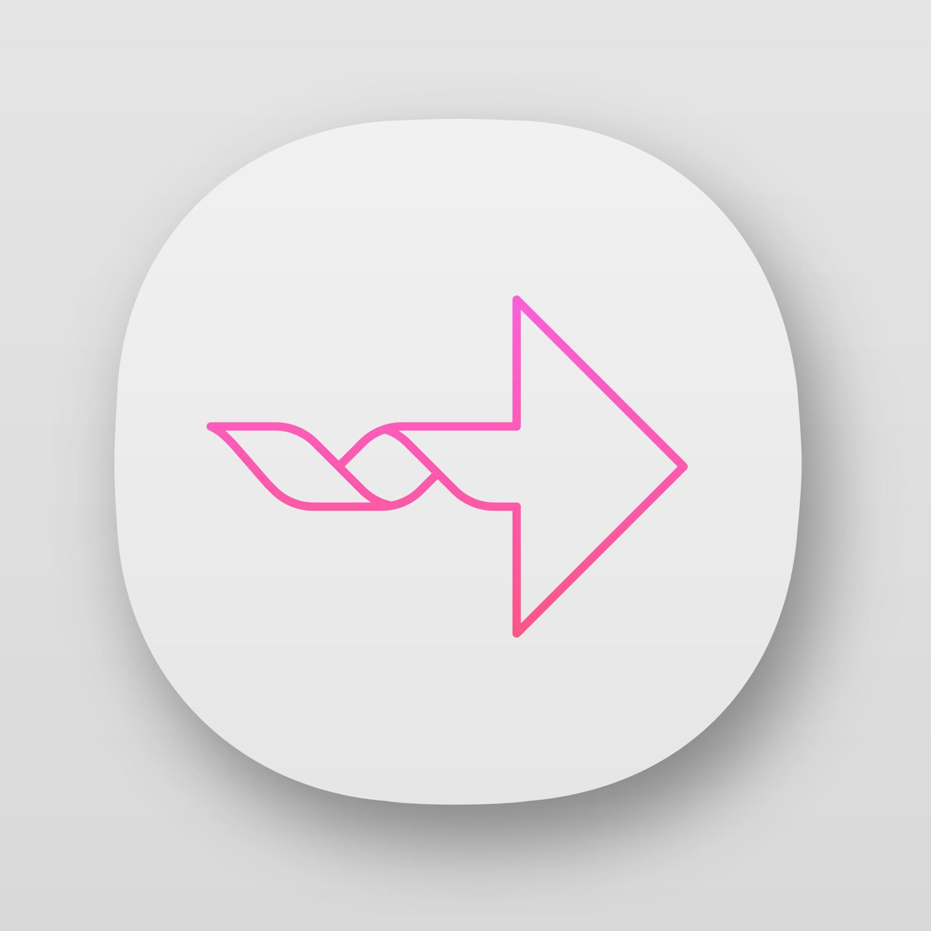 Twisted arrow app icon. Navigation pointer sign. Pointing cursor ...