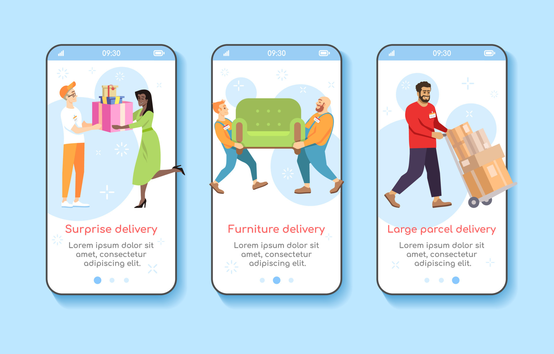 Delivery Service Onboarding Mobile App Screen Template Surprise