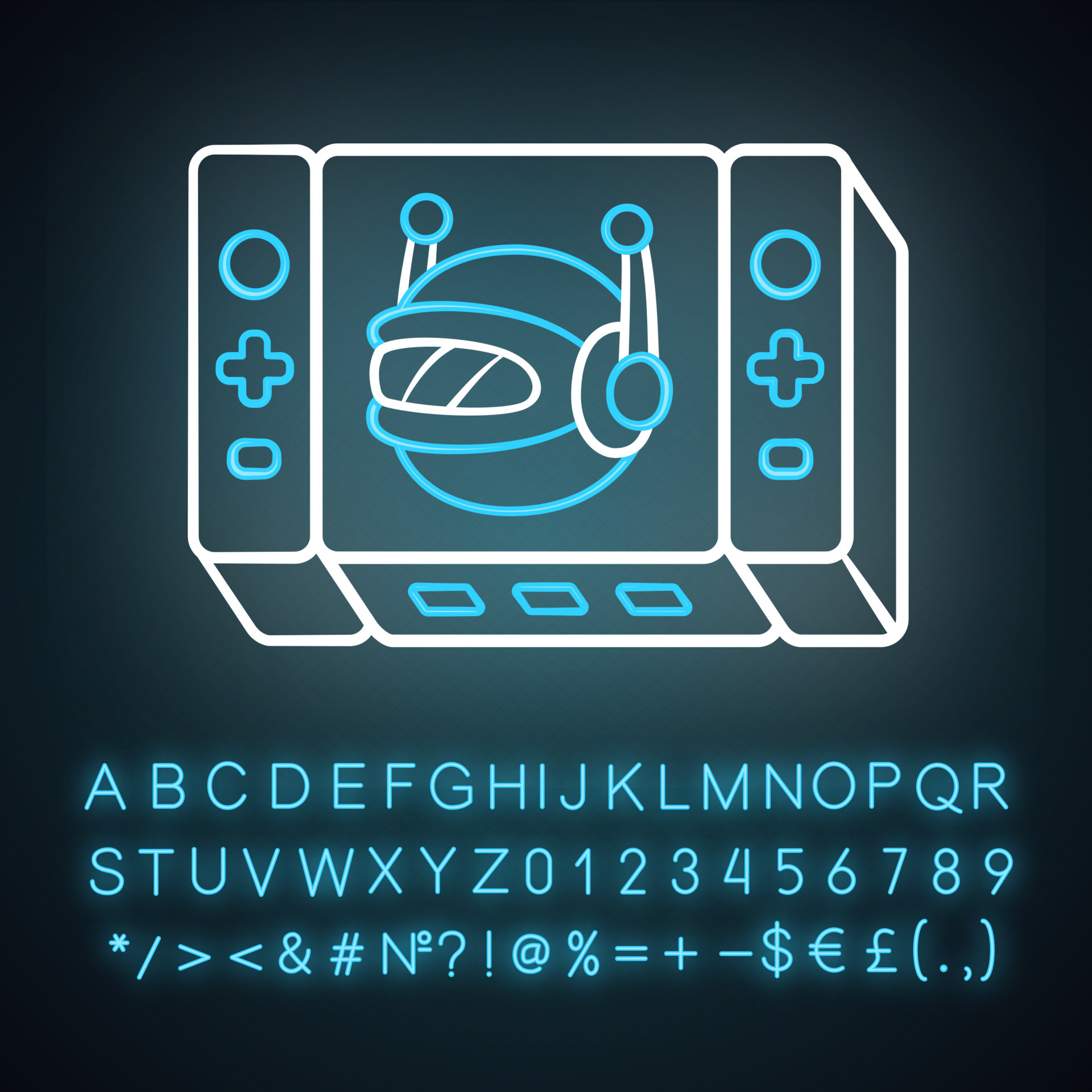 Game Bot Neon Light Icon Artificial Intelligence Software Algorithms Virtual Reality Non