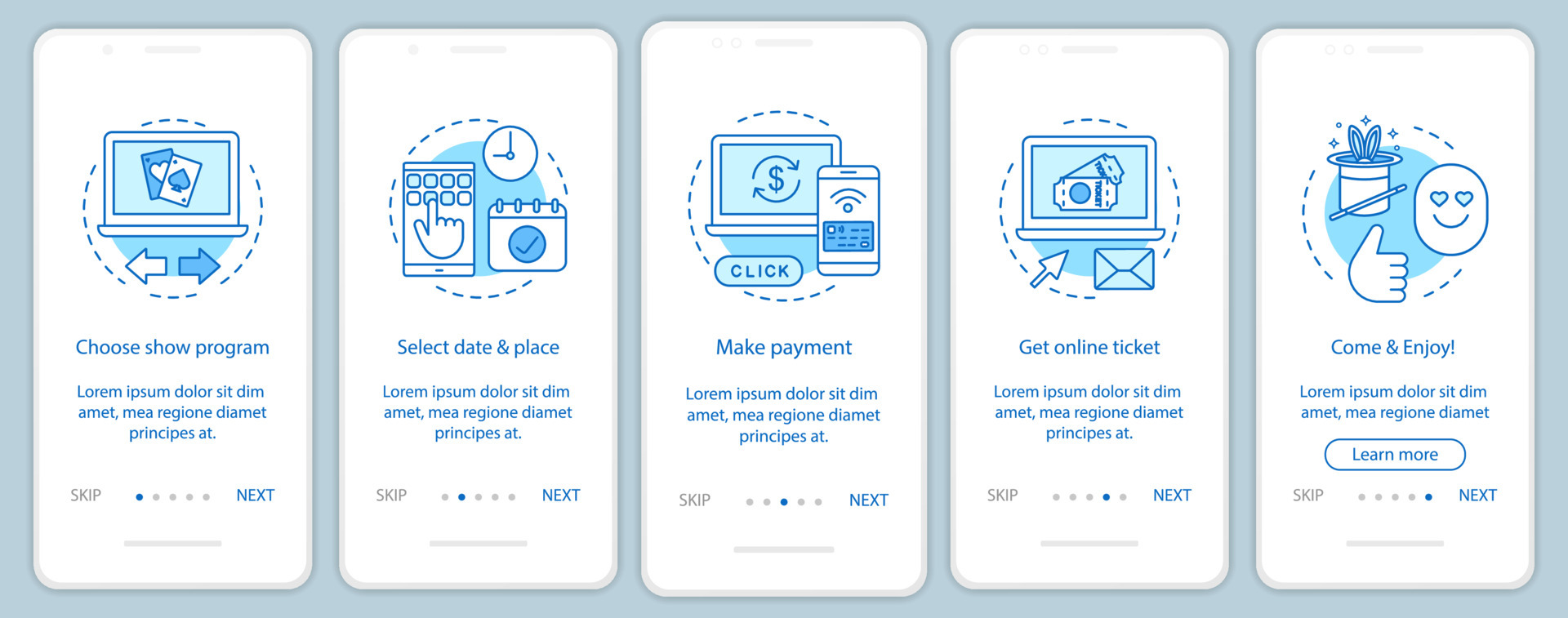 Show Onboarding Mobile App Page Screen Vector Template Program Event
