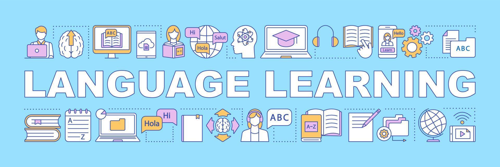 Language learning word concepts banner. Grammar, speaking ...