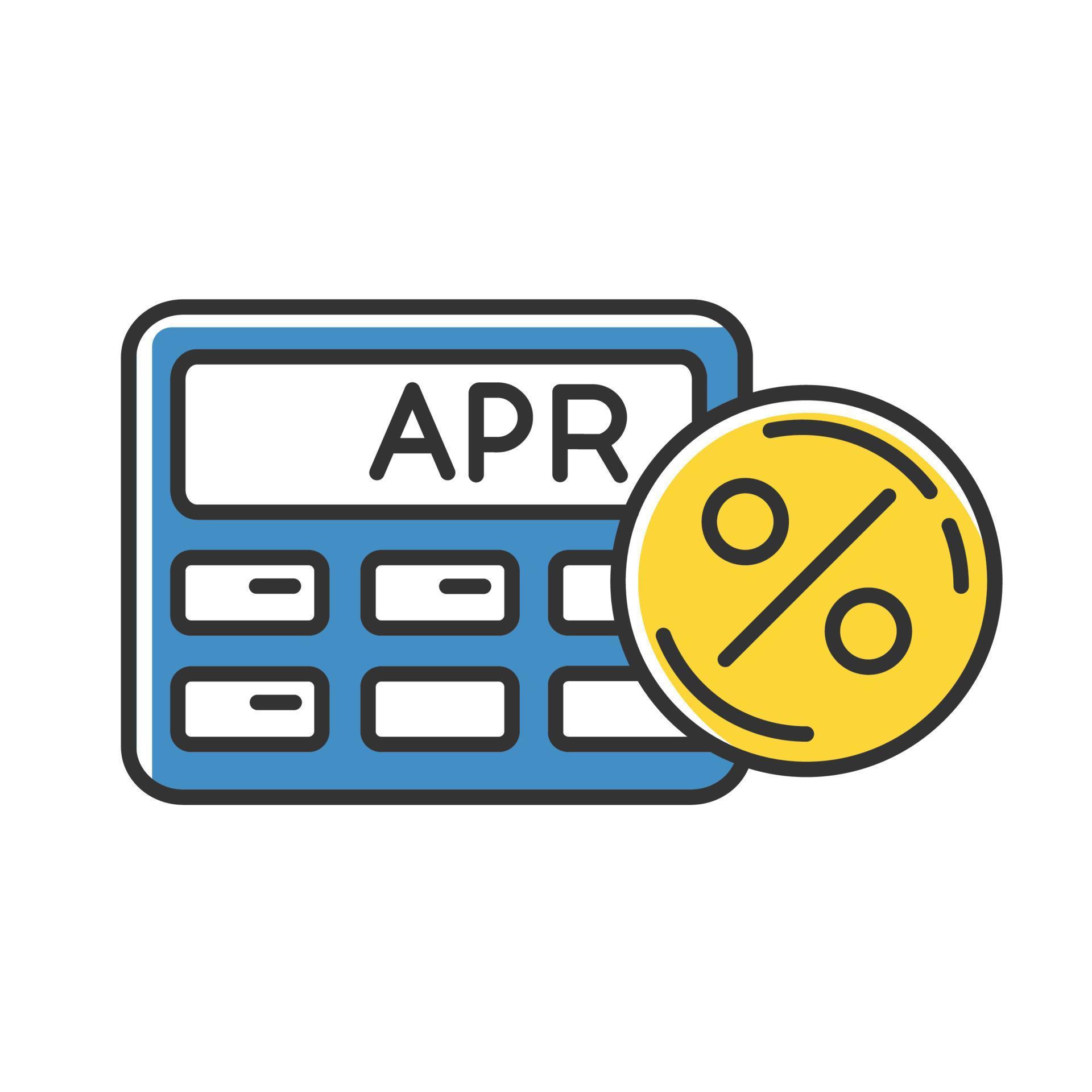 Annual percentage rate calculator color icon. Financial report. Economy industry. Investment ...