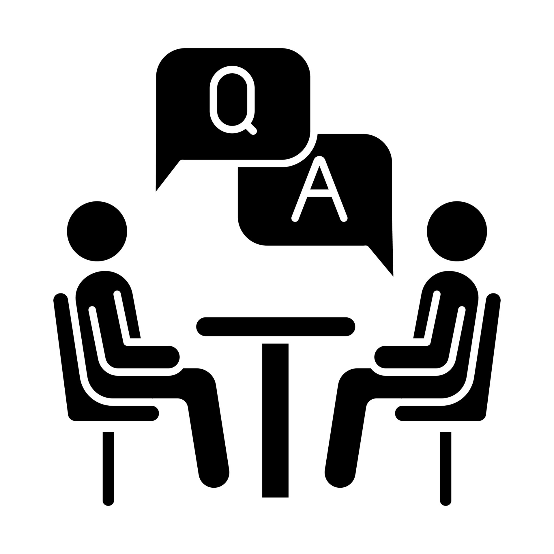 Personal interview survey glyph icon. Questions and answers poll ... Personal interview survey glyph icon. Questions and answers poll ...