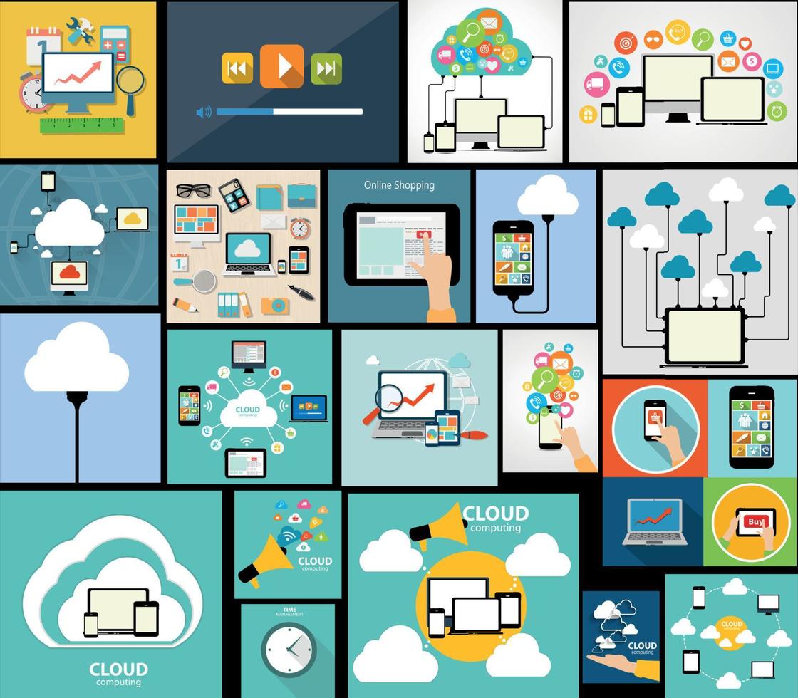 Mega Set Flat Computer Design Vector Illustration 4667676 Vector Art at ...