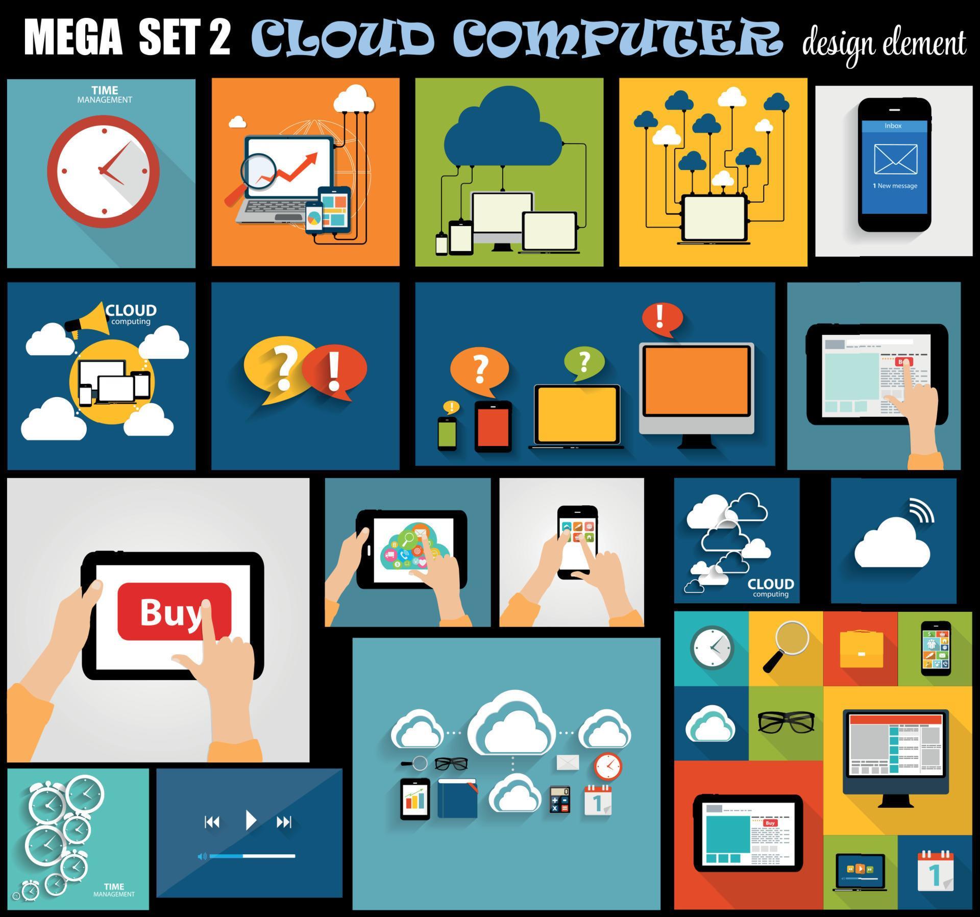 Mega Set Flat Computer Design Vector Illustration 4667678 Vector Art at ...